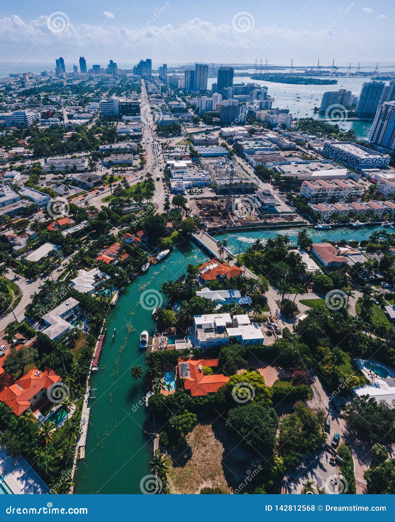 Aerial View of Miami Islands on a Sunny Day Stock Photo - Image of ...