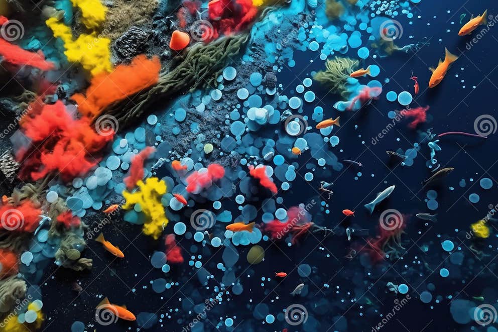 Aerial View of Microplastics Clustering Together Under Microscope Stock ...