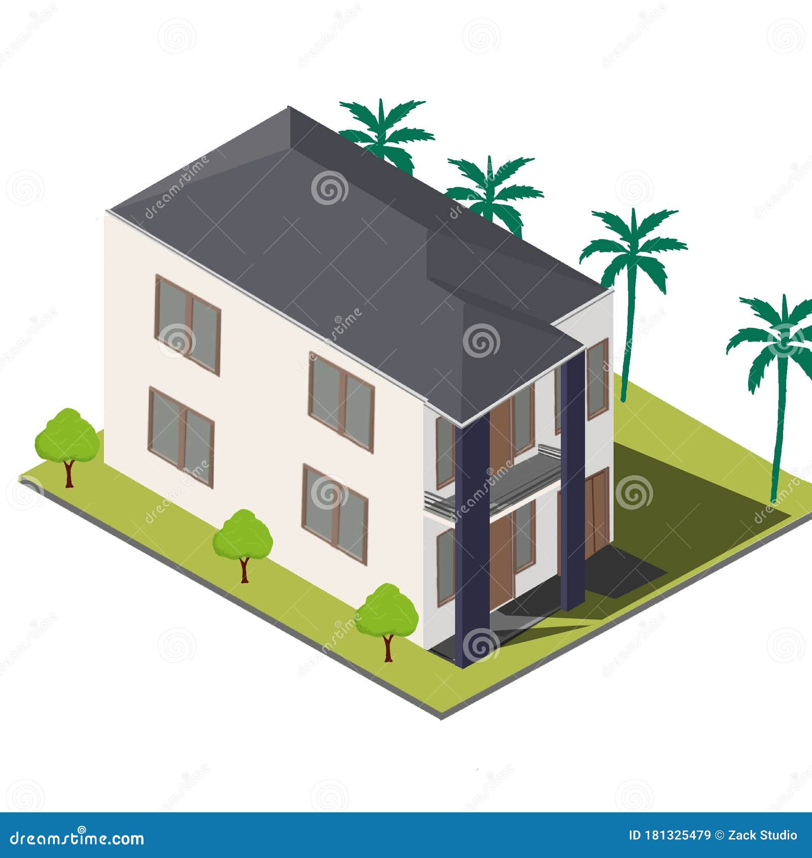 Aerial View of Minimalise Home Isometric Illustration Stock ...