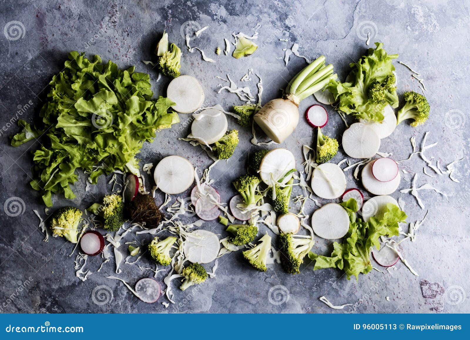 Aerial View of Mixed Fresh Cut Vegetable on Grunge Background Stock ...