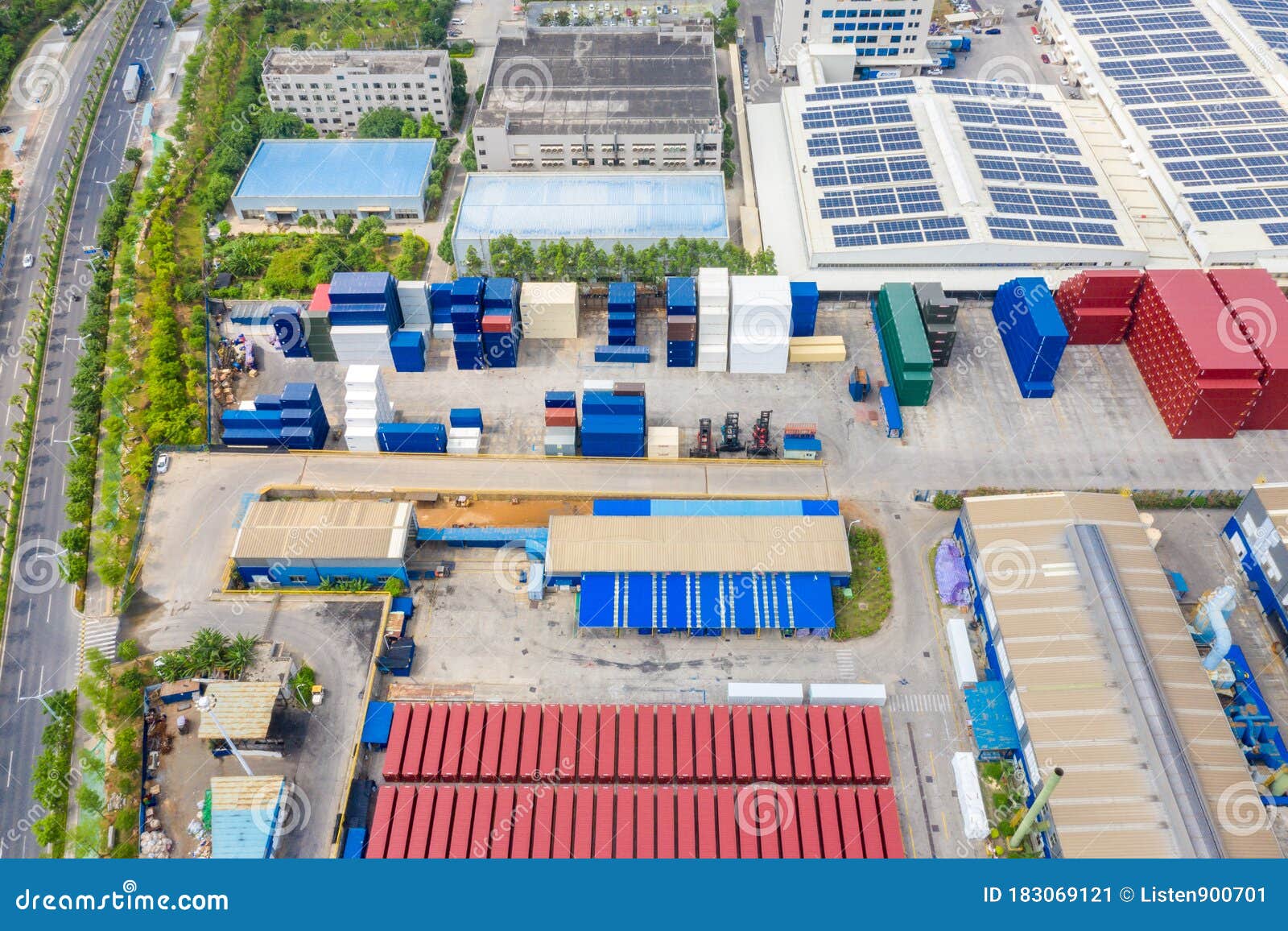 Aerial View of a Modern Container Terminal Factory Stock Image - Image ...