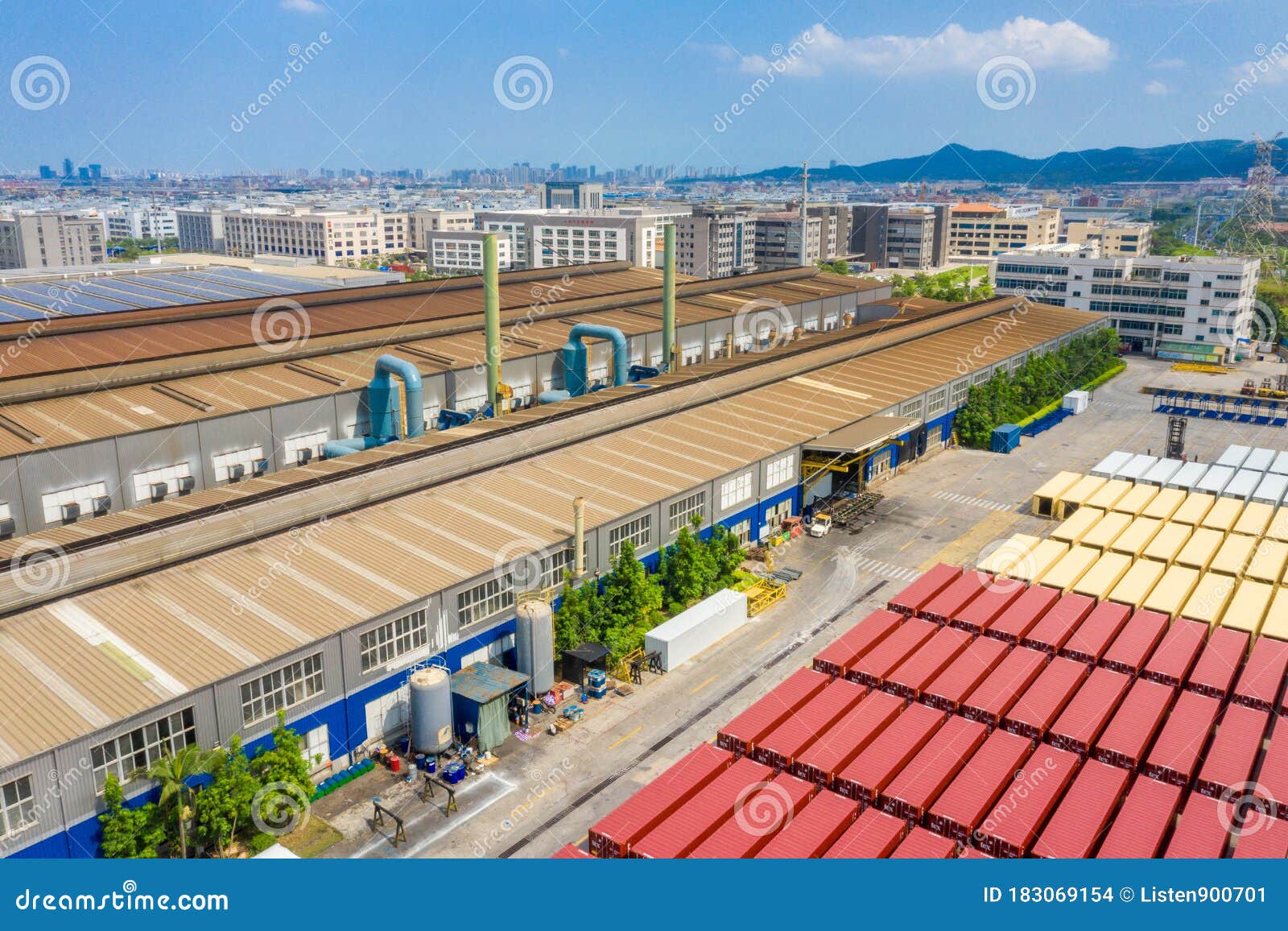 Aerial View of a Modern Container Terminal Factory Stock Photo - Image ...