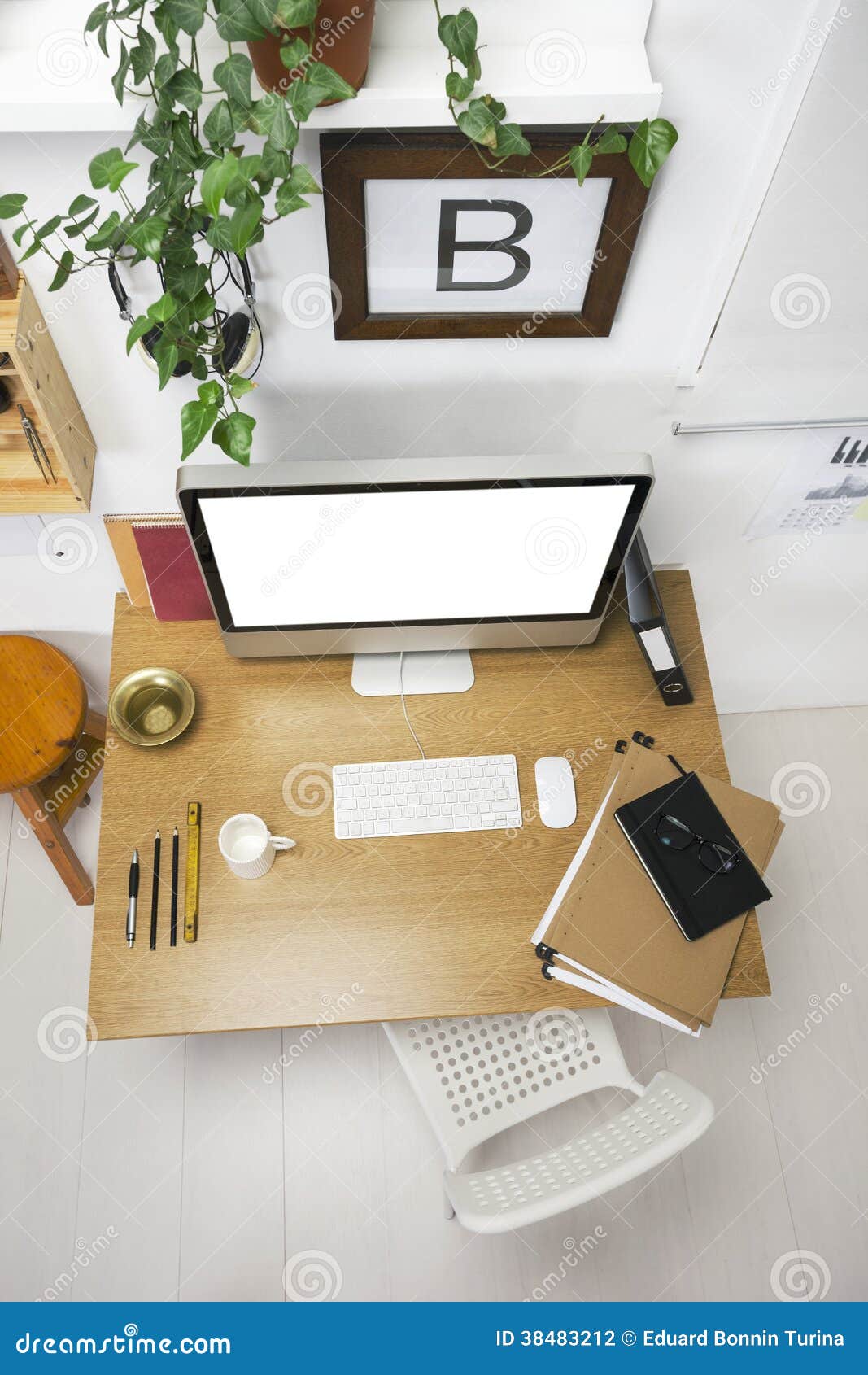 Aerial View of a Modern Creative Workspace. Stock Photo - Image of ...