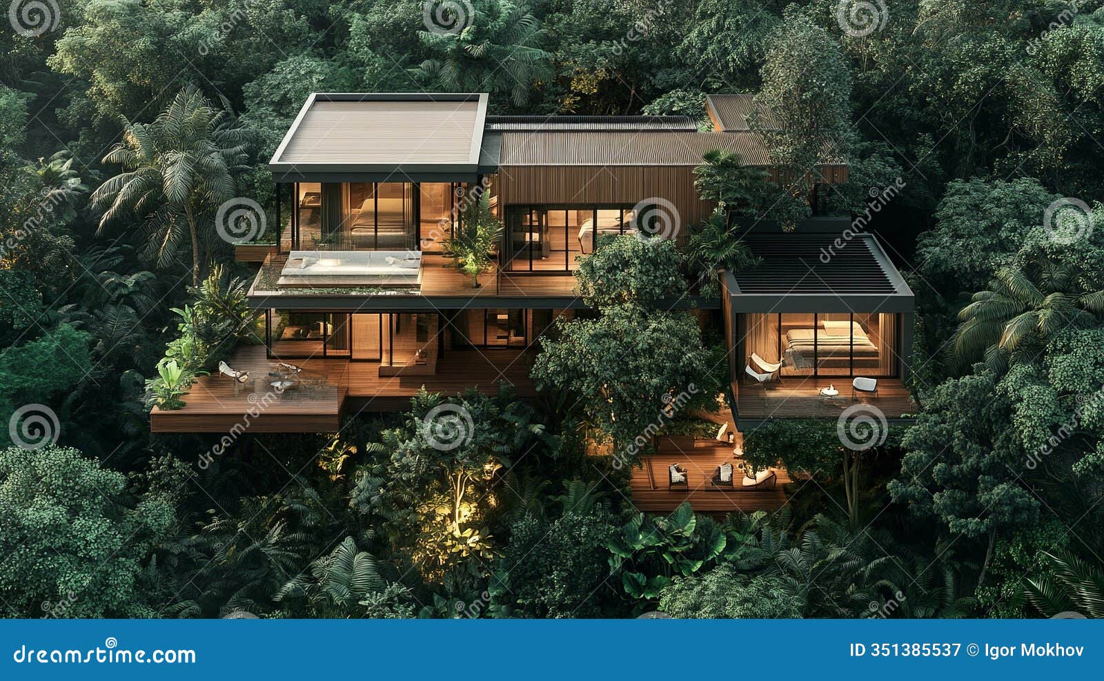 Aerial View of Modern House Architectural Floor Plan Picture Stock ...