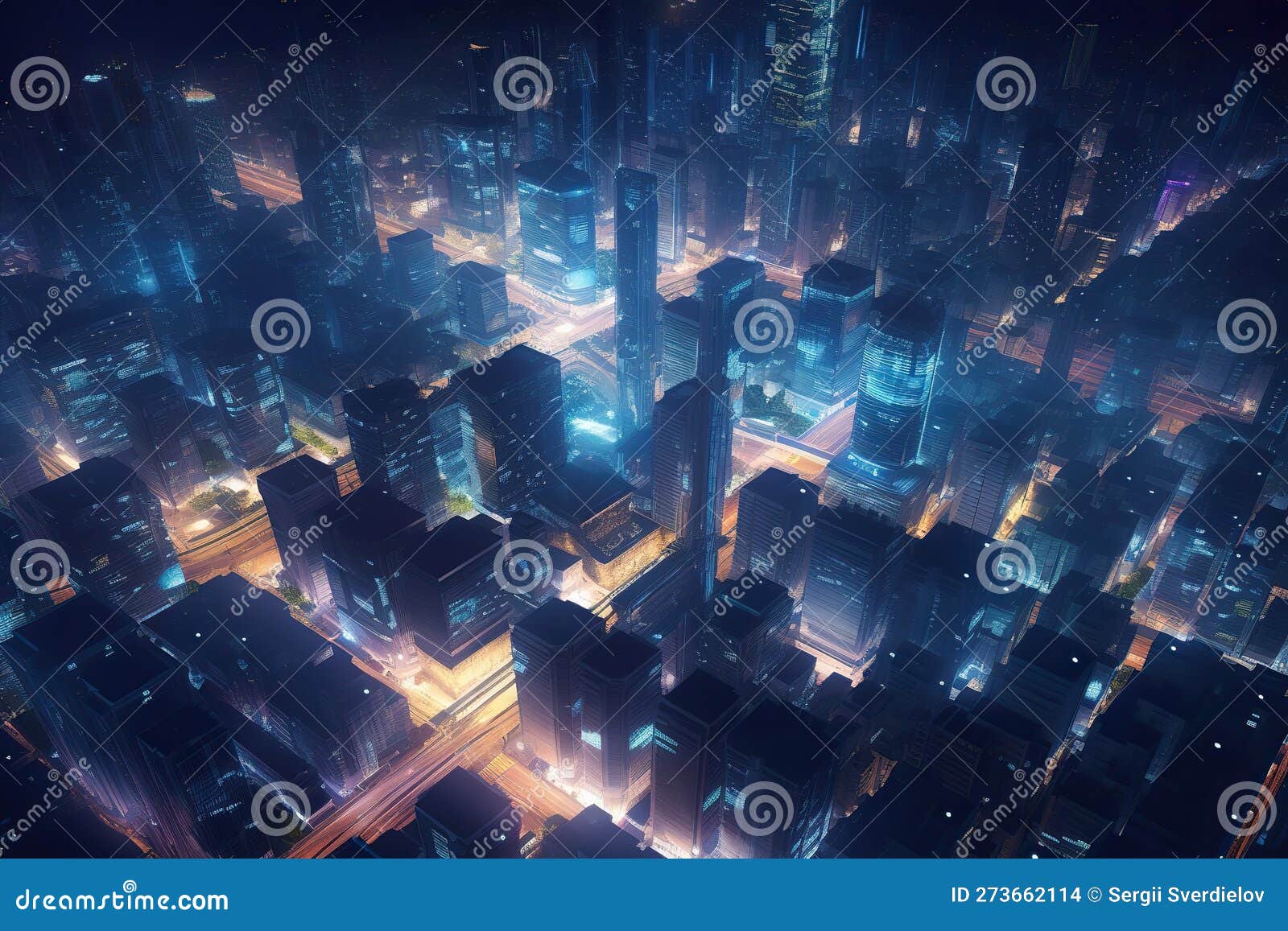 Aerial View of a Modern Megapolis in the Future. the View is Realistic ...