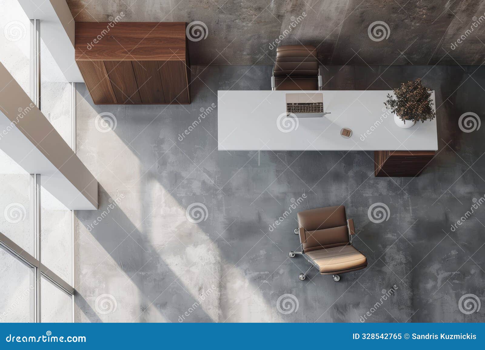 Aerial View of Modern Office Interior. Generative AI. Stock ...