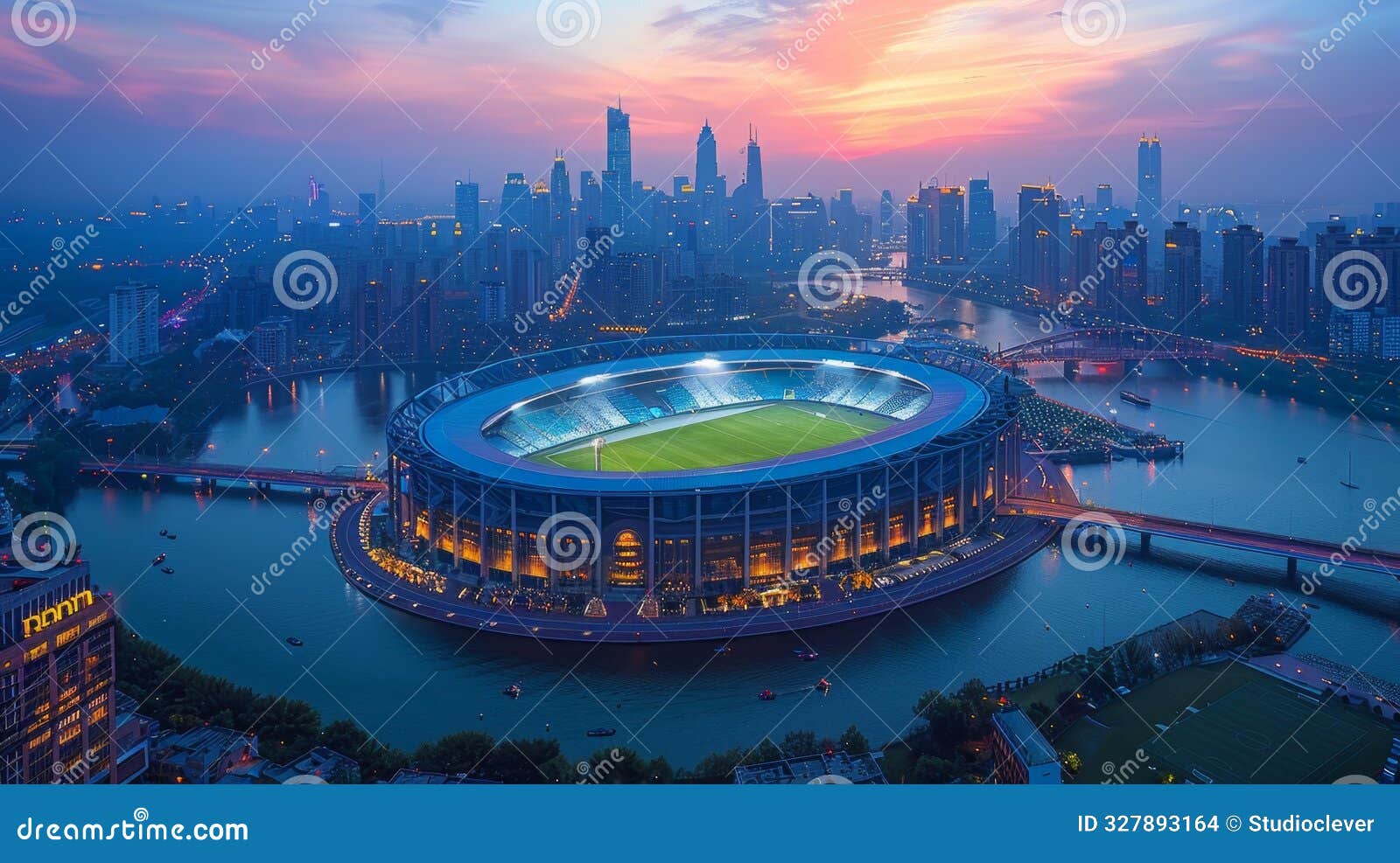 Modern Stadium Interior With Spacious Seating, Grand Architecture, And ...