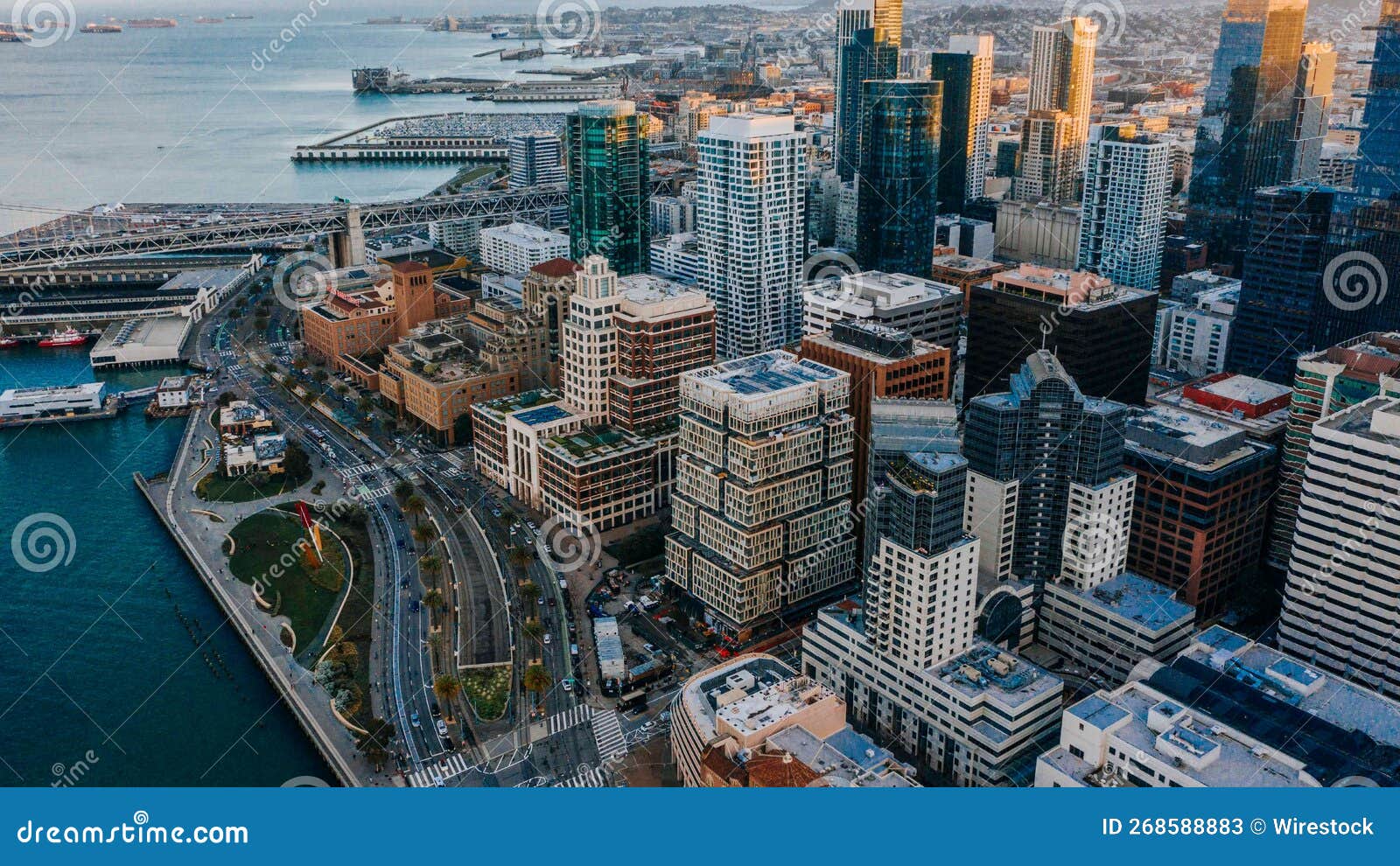 Aerial View of Modern Towers in a Port Stock Image - Image of estate ...