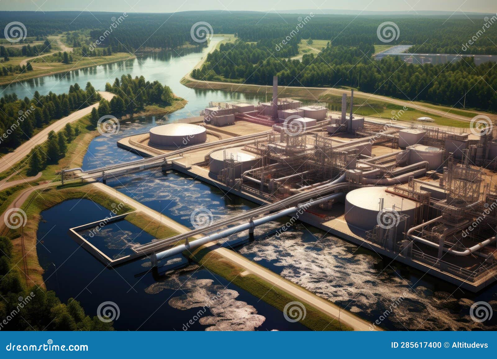 Modern Wastewater Treatment Plant Of Chemical Factory. Water ...