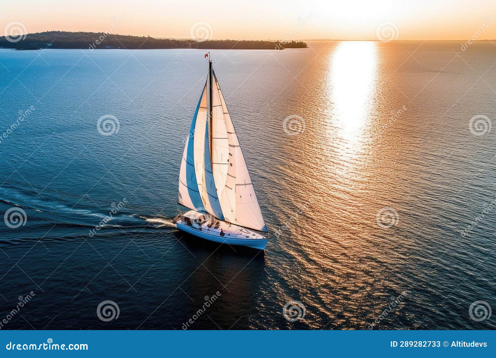Aerial View of a Modern Yacht Sailing in Open Waters Stock Image ...