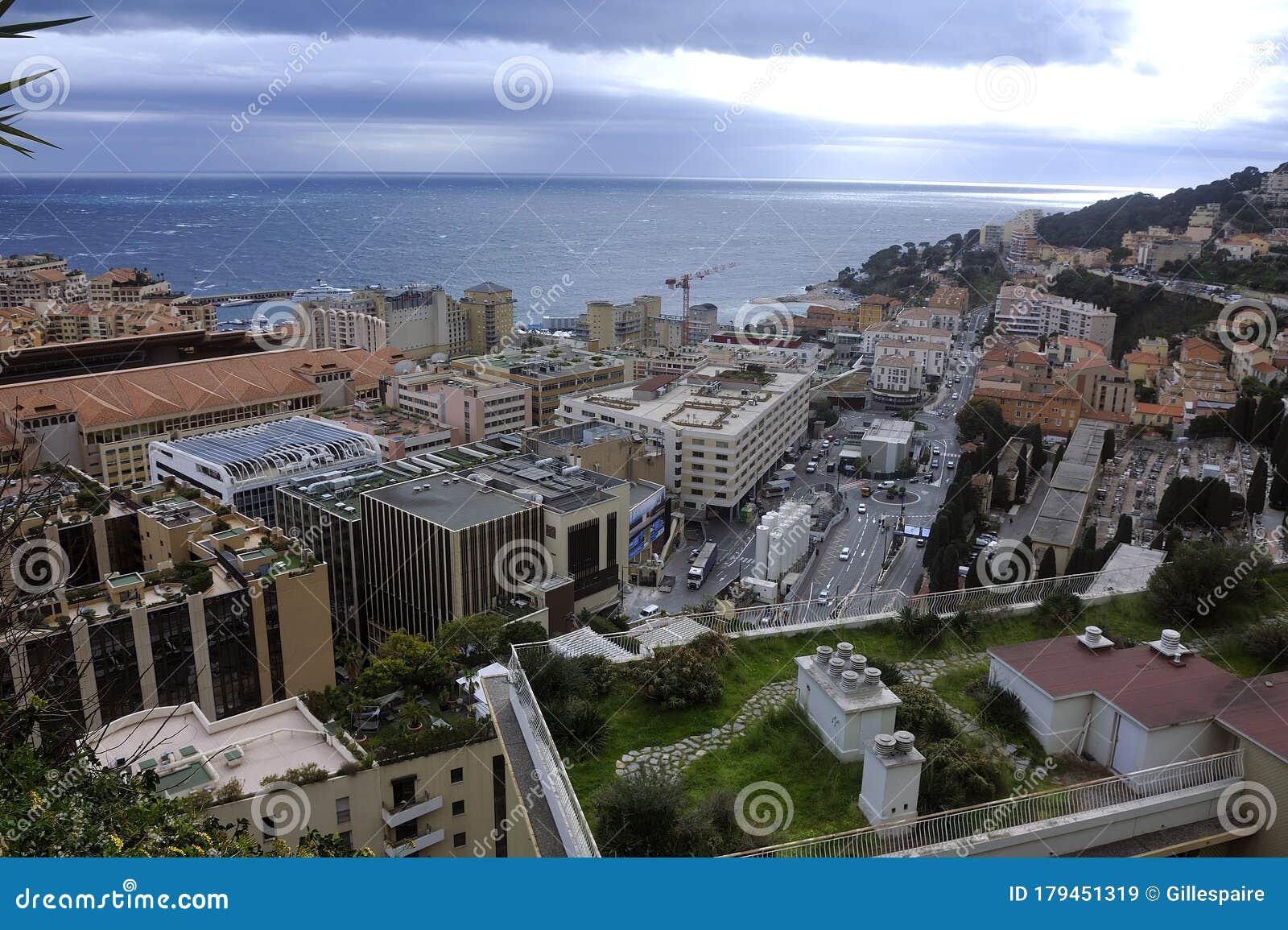 Aerial View of Monaco with Construction Work Stock Image - Image of ...