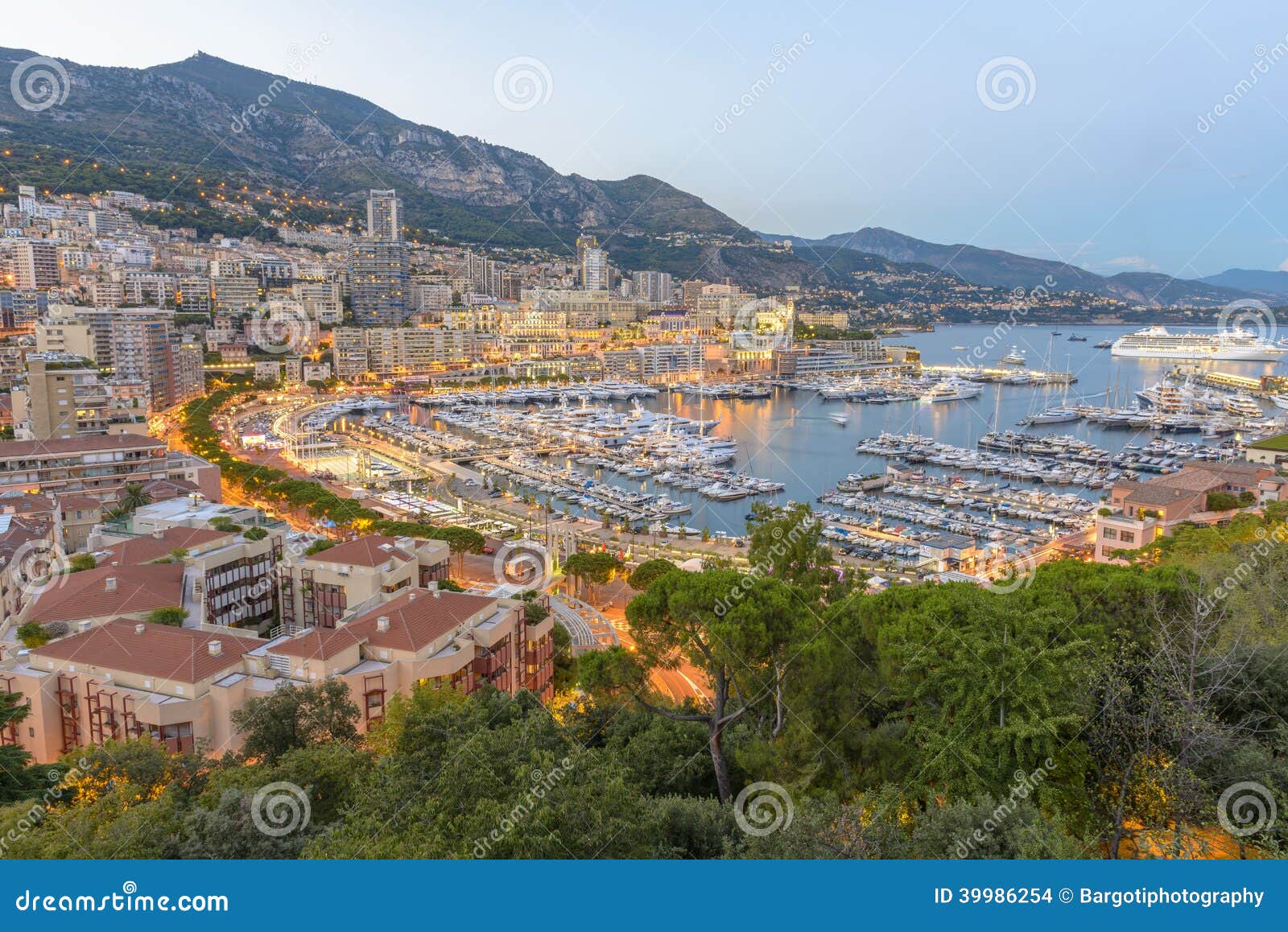 Aerial View of Monaco Just after Sunset Stock Photo - Image of ...