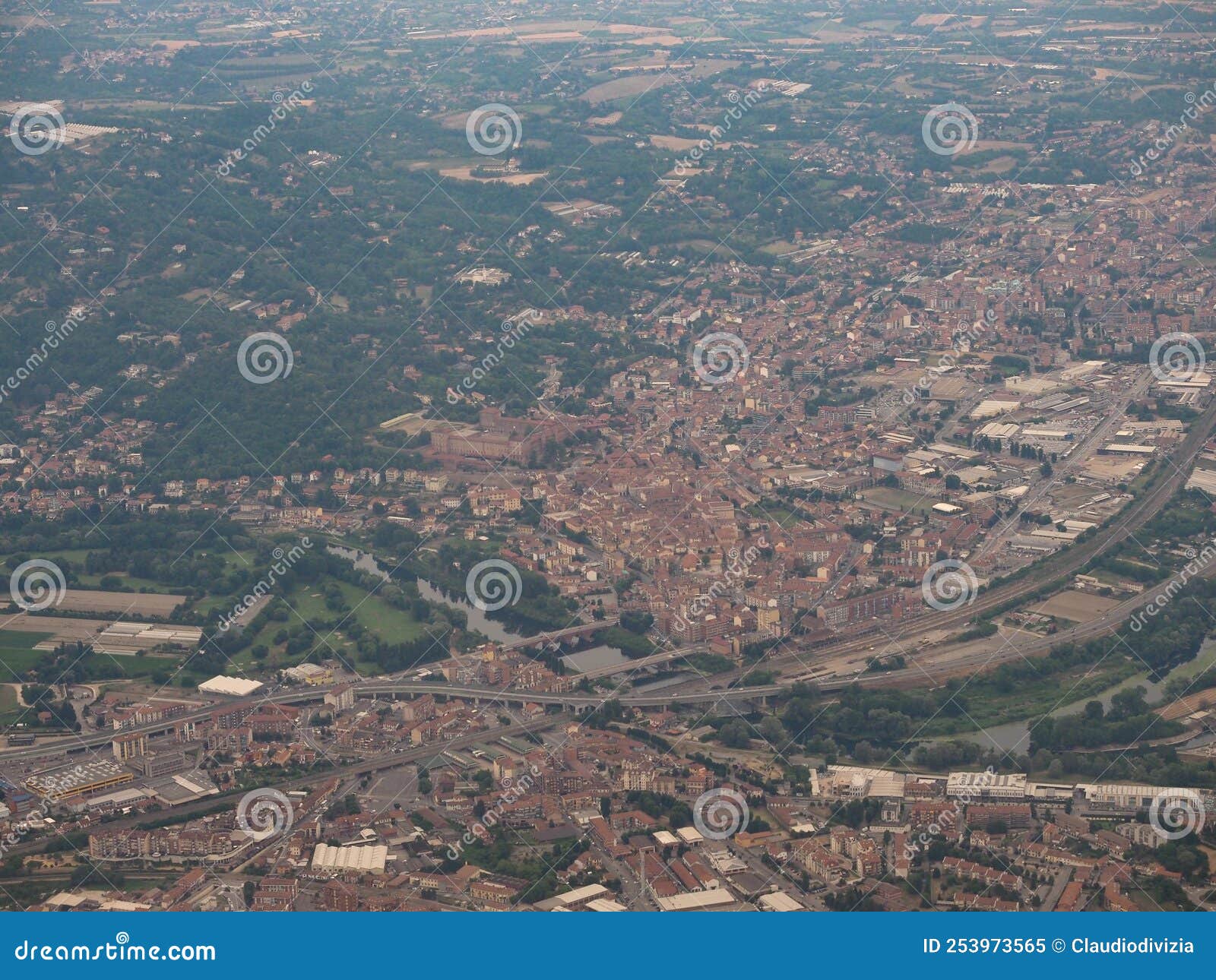 Aerial view of Moncalieri stock image. Image of italia - 253973565