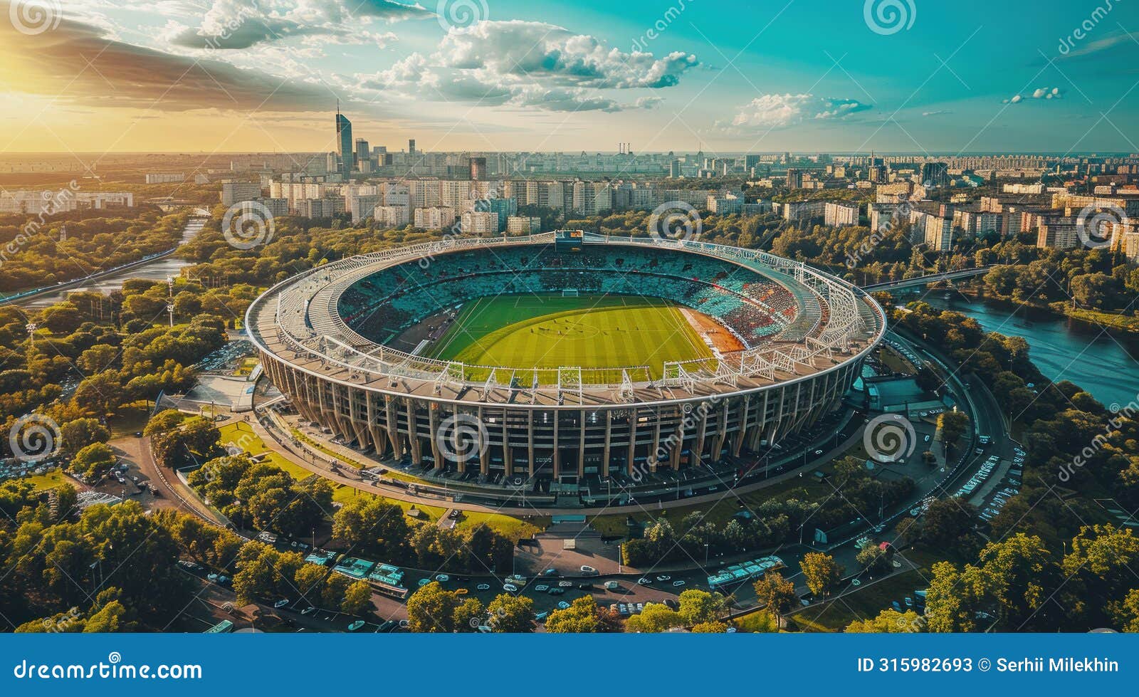 An Aerial View of the Most Beautiful Stadium Stock Illustration ...