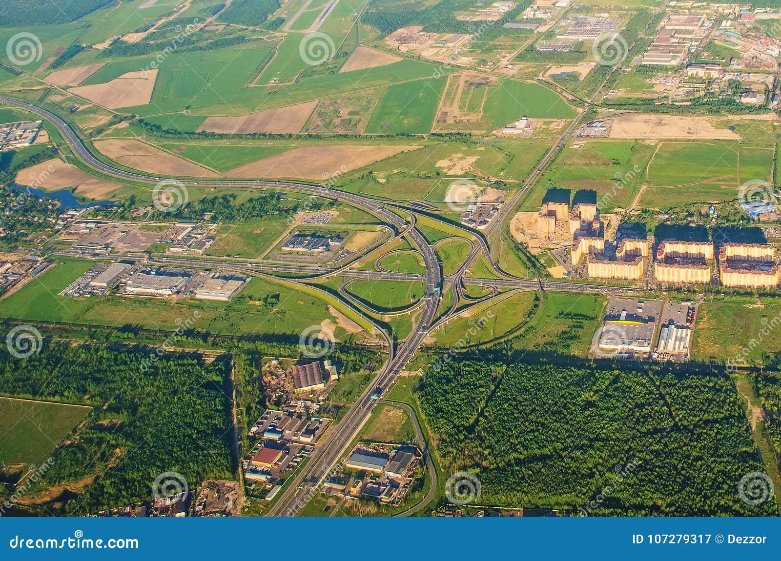 Aerial View of Motorway Freeway Roads Junction. Stock Image - Image of ...