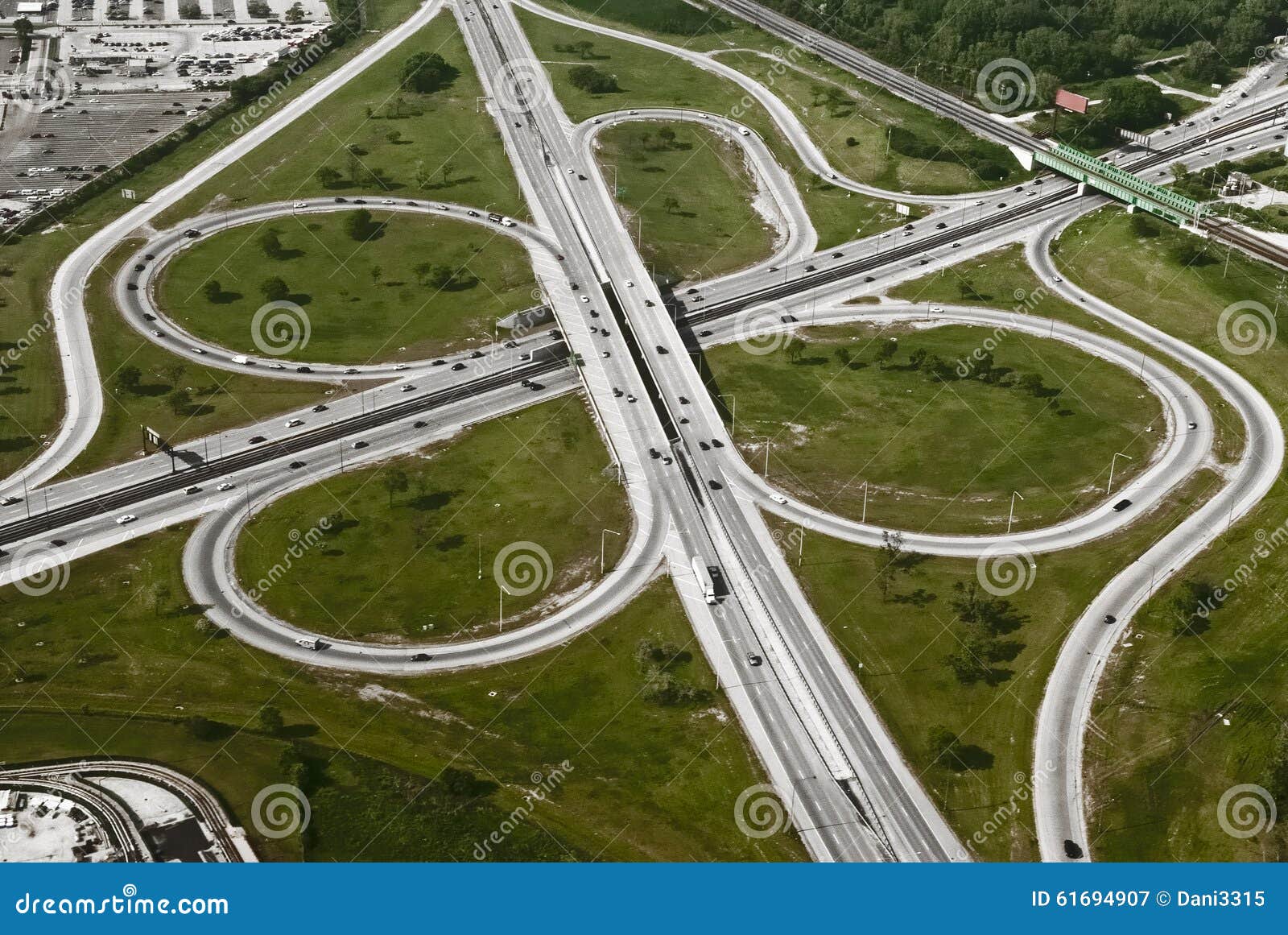 Top View Of M30 Motorway, At Sunset, With Red Trails Of Car Lights, In ...