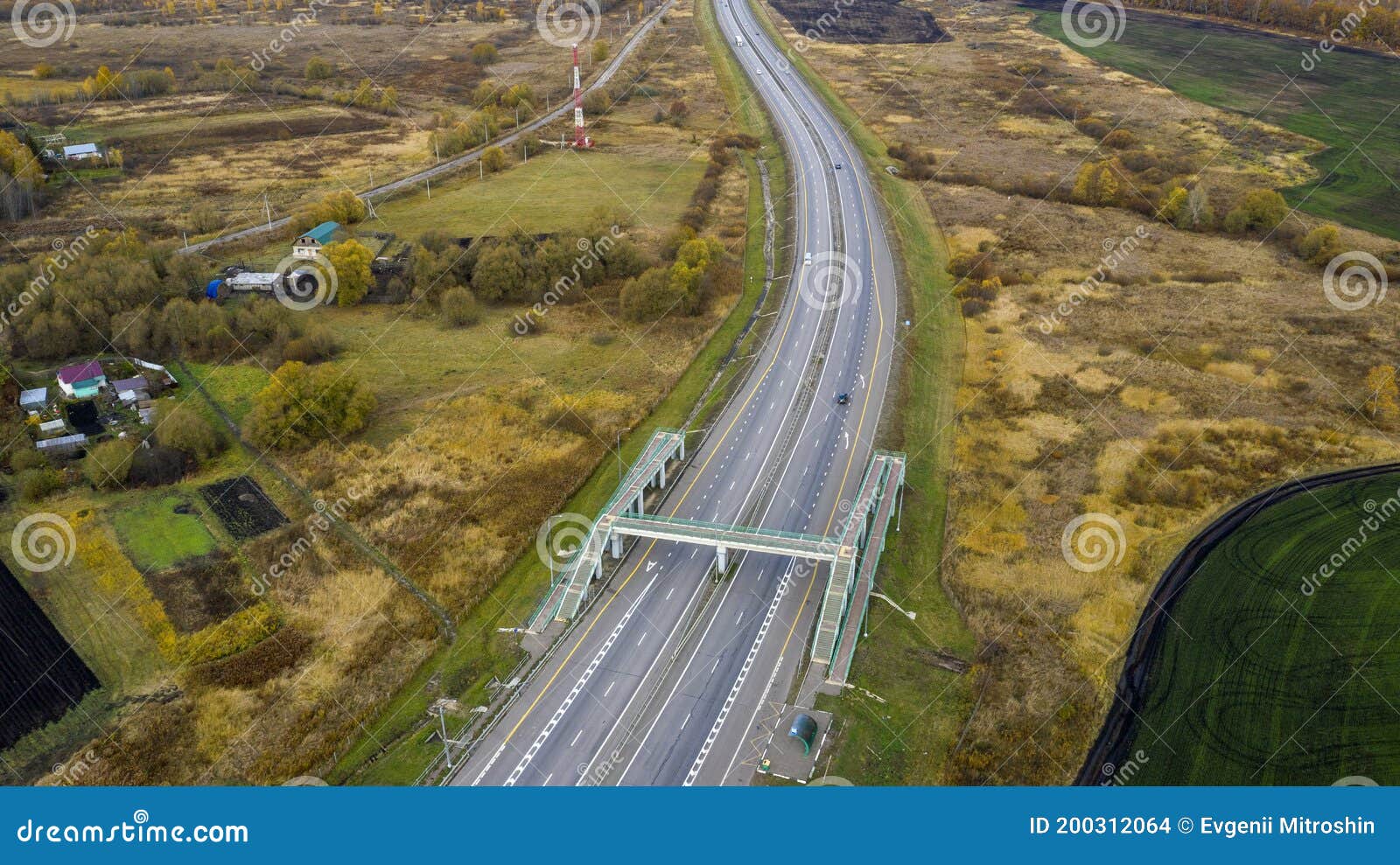 Aerial View of Motorway Intersections, of Speeding Cars and Trucks ...