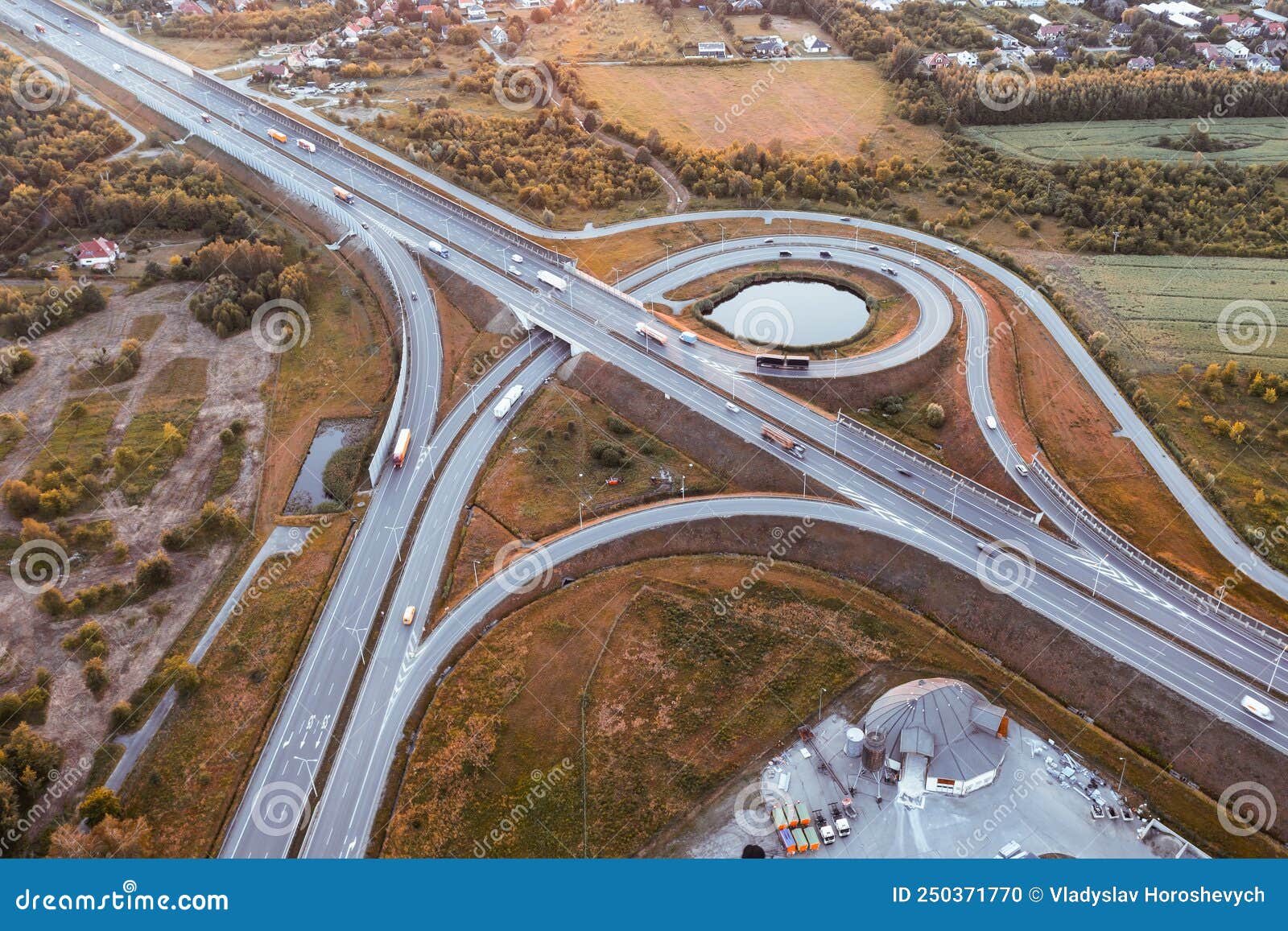 Aerial View of Motorway and Roundabout, Highway Stock Photo - Image of ...