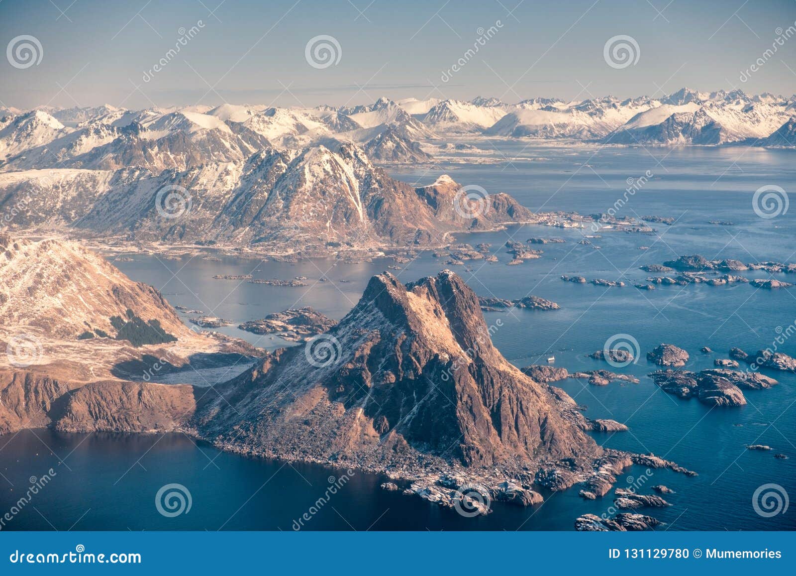 Aerial View of Mountain on Archipelago in Arctic Circle Ocean Stock ...