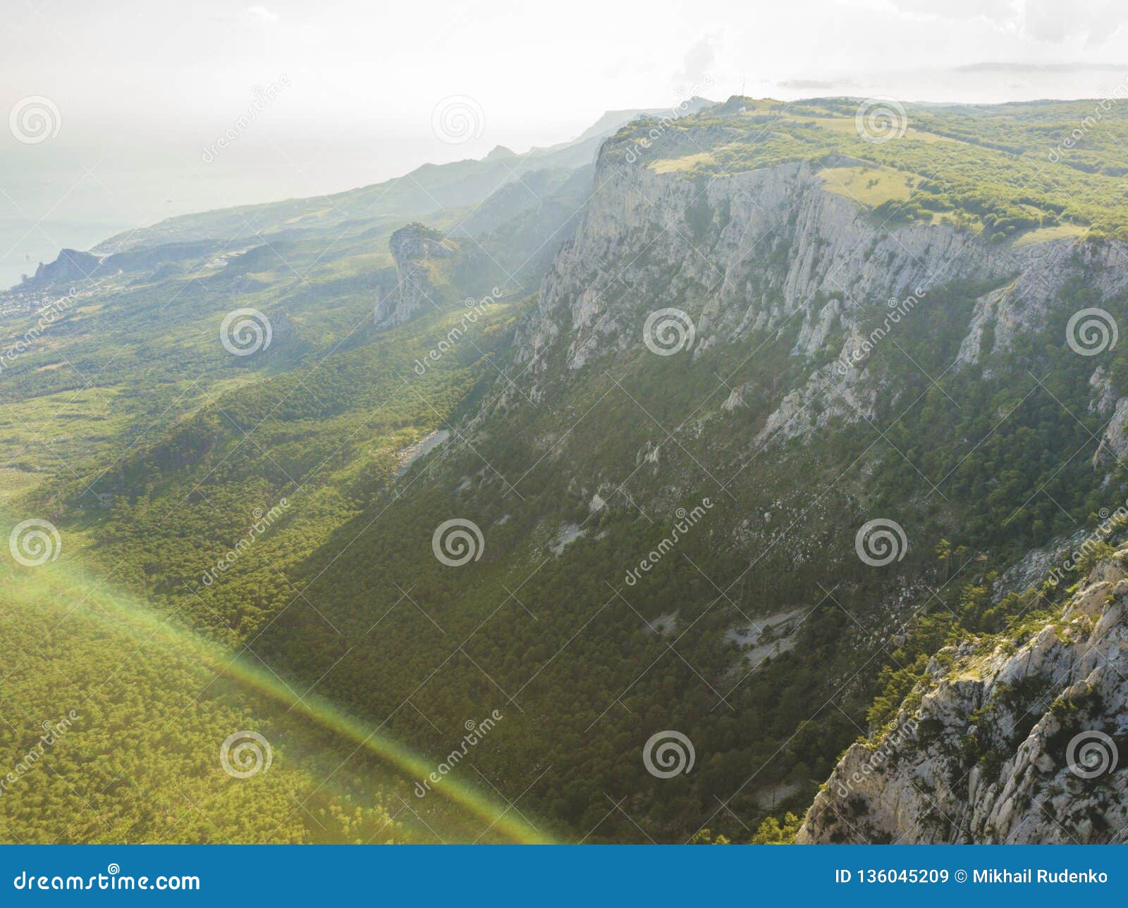 Aerial View of Mountain Empty Cliff on Clouds Blue Sky B Stock Image ...