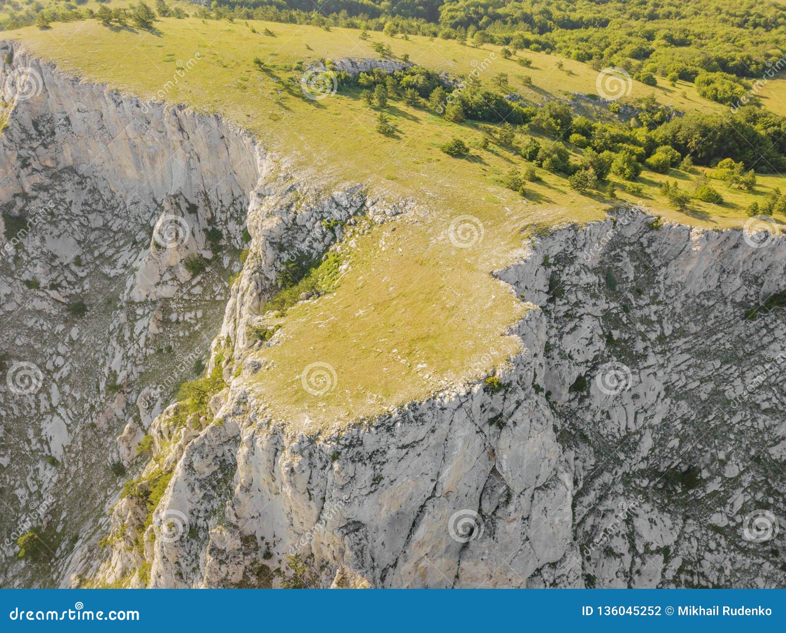 Aerial View of Mountain Empty Cliff on Clouds Blue Sky B Stock Photo ...