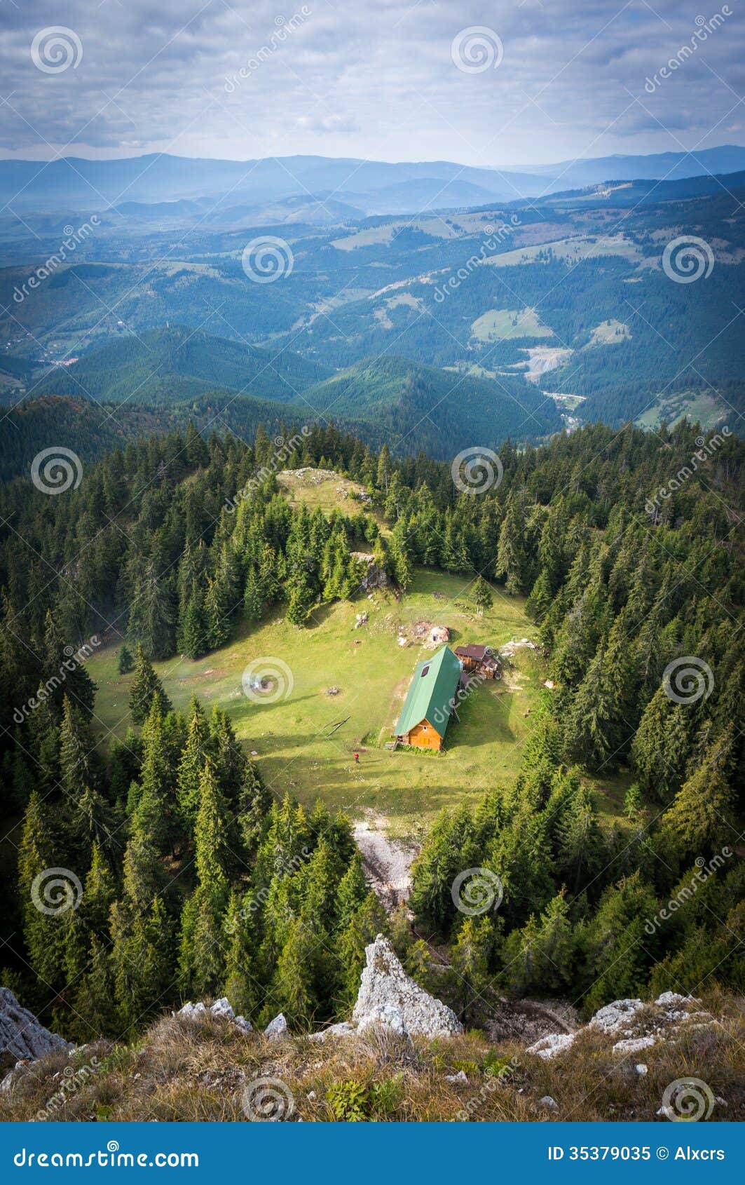 Aerial View of a Mountain Hut Stock Image - Image of autumn, scenery ...