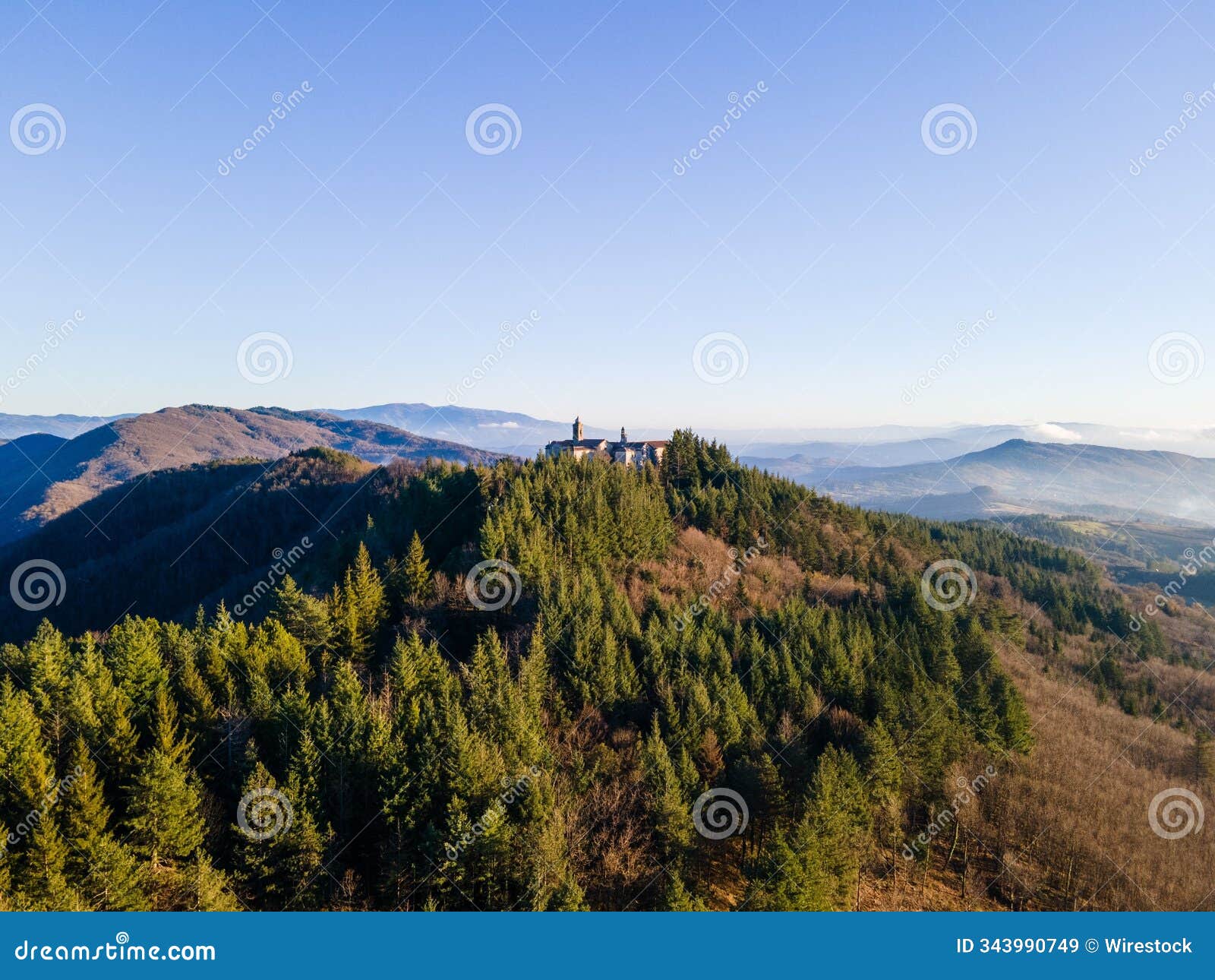 Aerial View of a Mountain Monastery Stock Image - Image of elevation ...