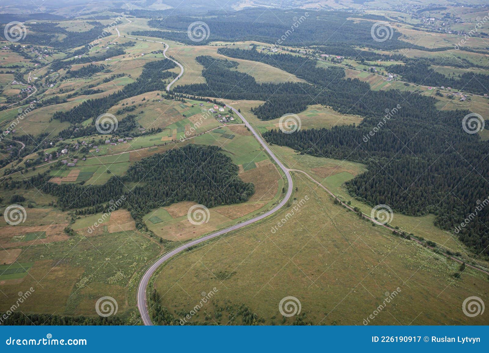 Aerial View on Mountain Road Stock Image - Image of green, high: 226190917