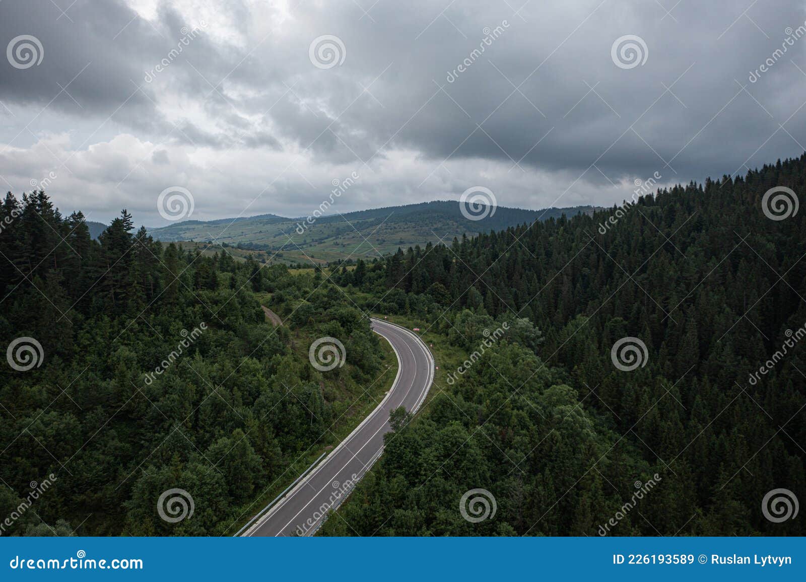 Aerial View on Mountain Road from Drone Stock Image - Image of asphalt ...