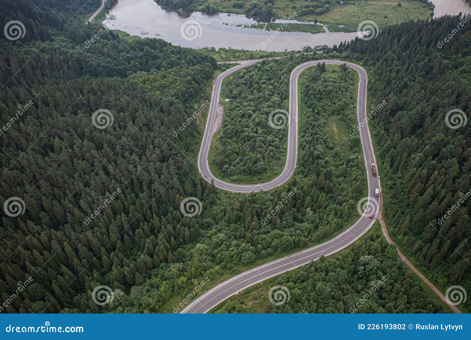 Aerial View on Mountain Road from Drone Stock Photo - Image of green ...