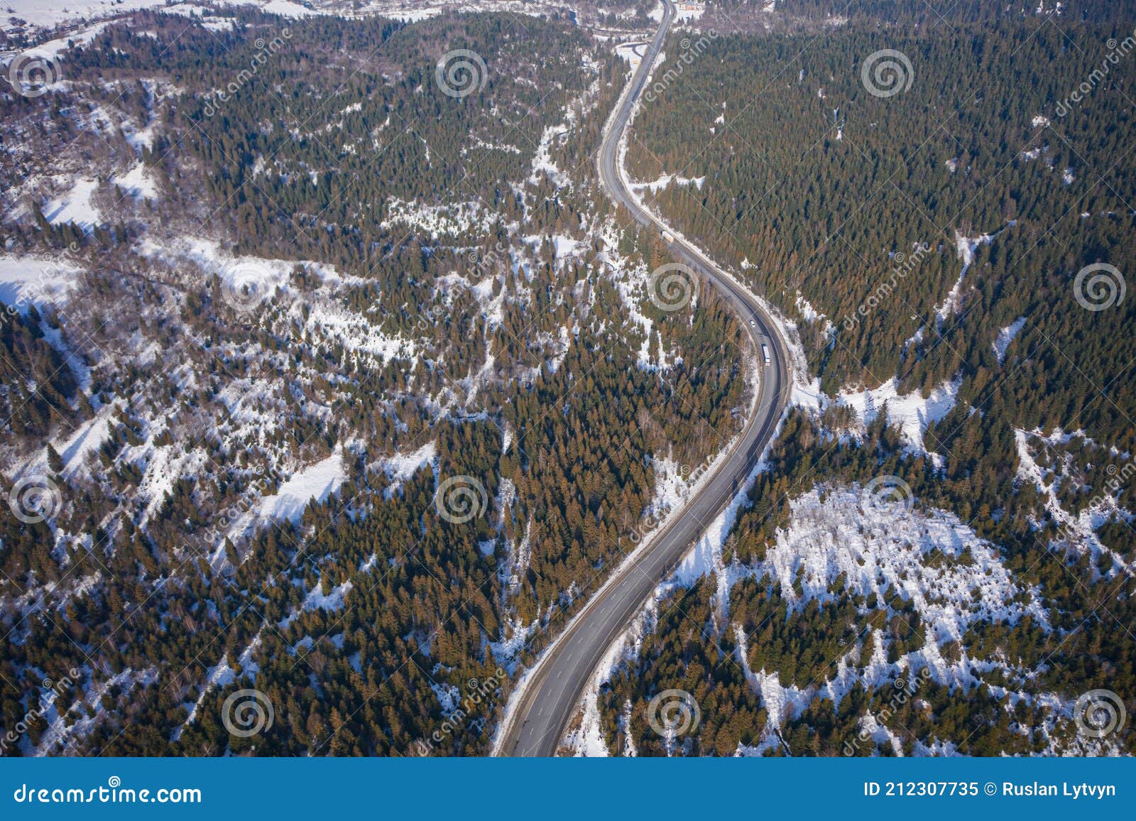Aerial View on Mountain Road from Drone in Stock Image - Image of ...