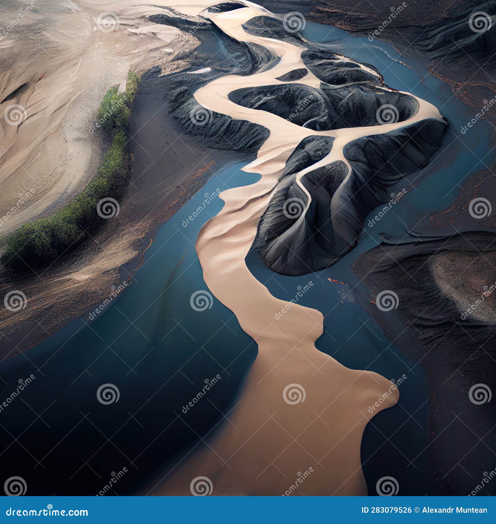 Aerial view of mud flow. stock illustration. Illustration of aerial ...