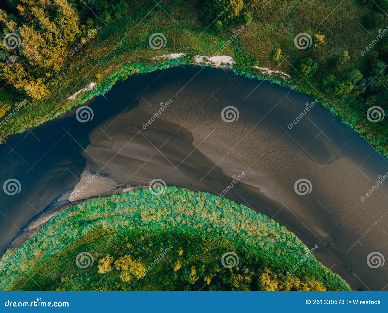 Aerial View of the Muddy-brown River Surrounded by Green Vegetation ...