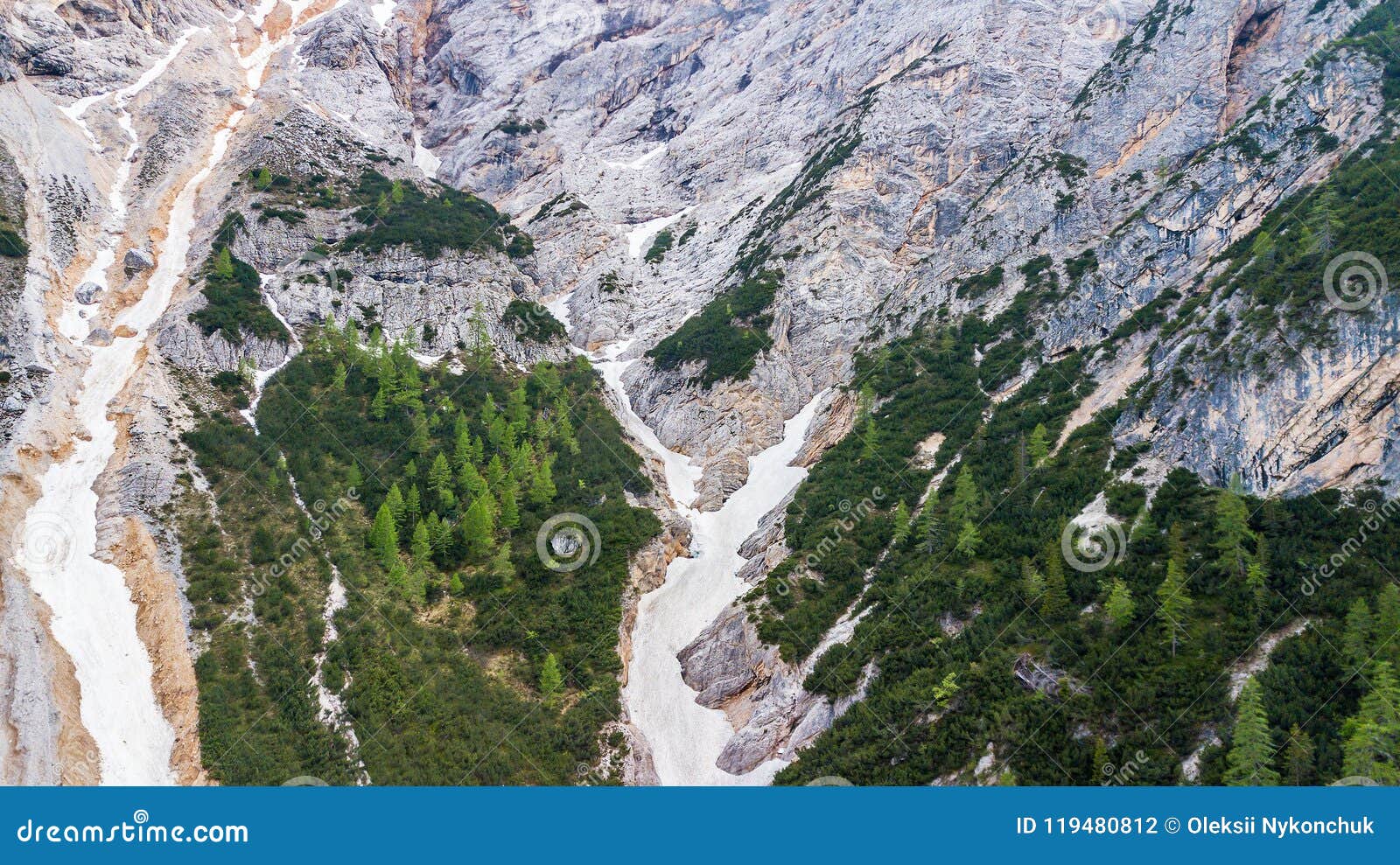 Aerial View of the Mudflow with Snow High in the Alpine Mountains Stock ...