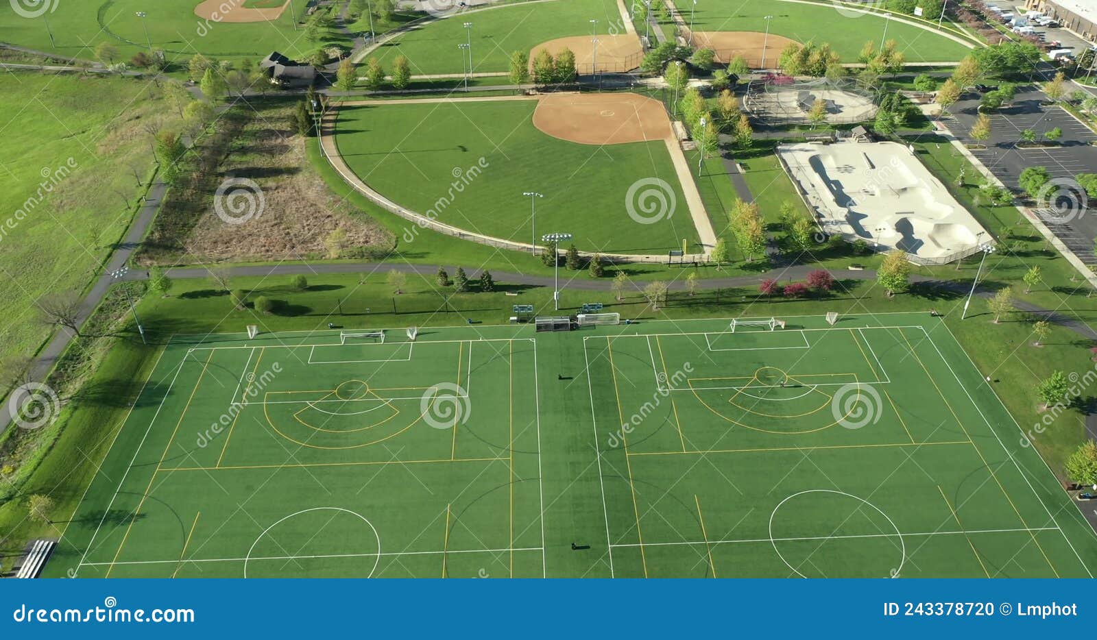 Aerial View of a Multi-use Playfield Complex Stock Footage - Video of ...