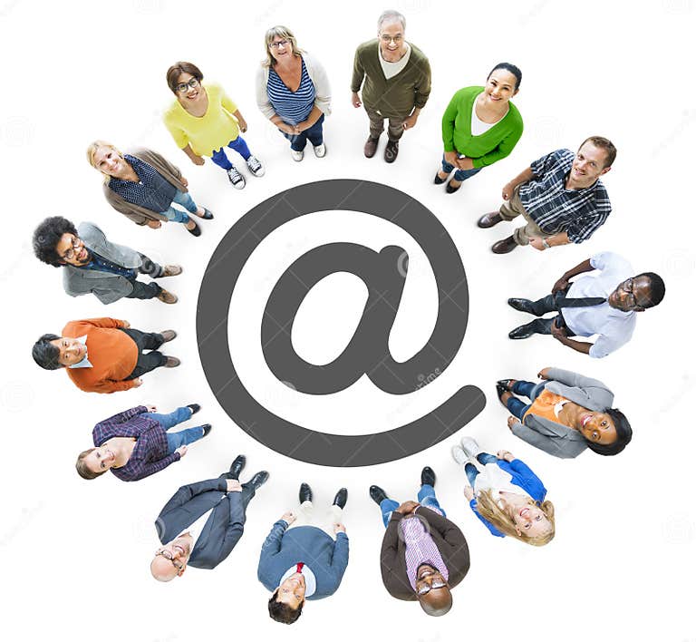 Aerial View of Multiethnic People Forming Circle and at Symbol Stock ... Aerial View of Multiethnic People Forming Circle and at Symbol Stock ...