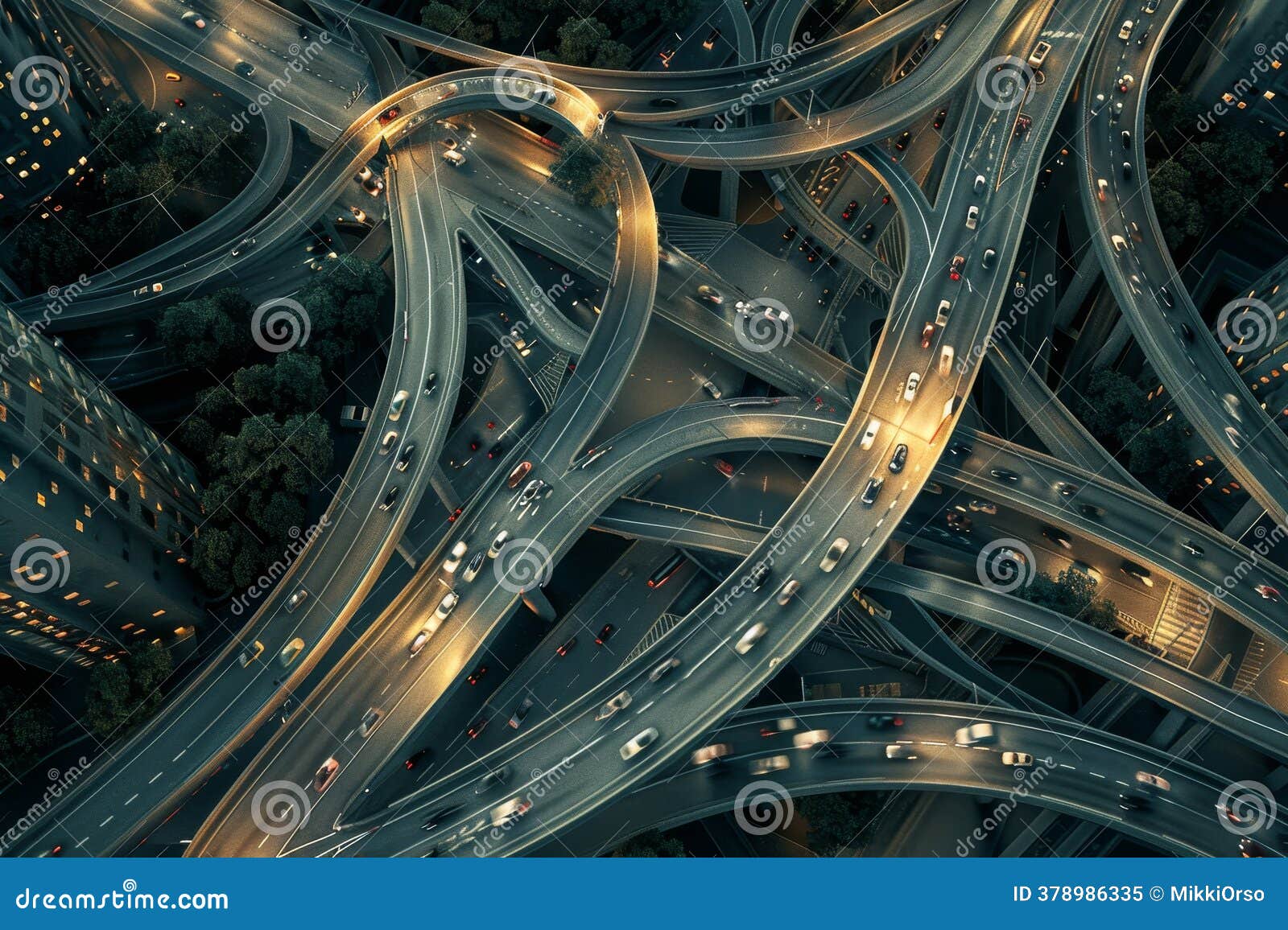Road Interchange Traffic Top View. City Street With Cars. Straight ...
