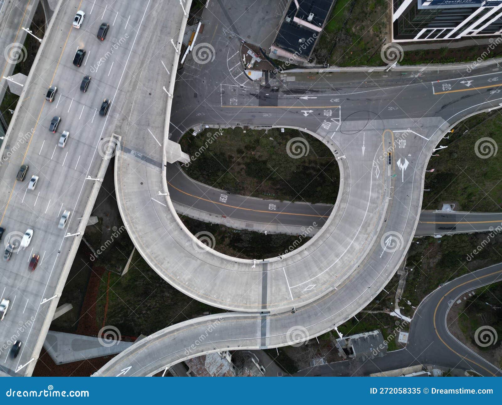 Aerial View of a Multiple Lane Highway Road with Traffic Stock Image ...