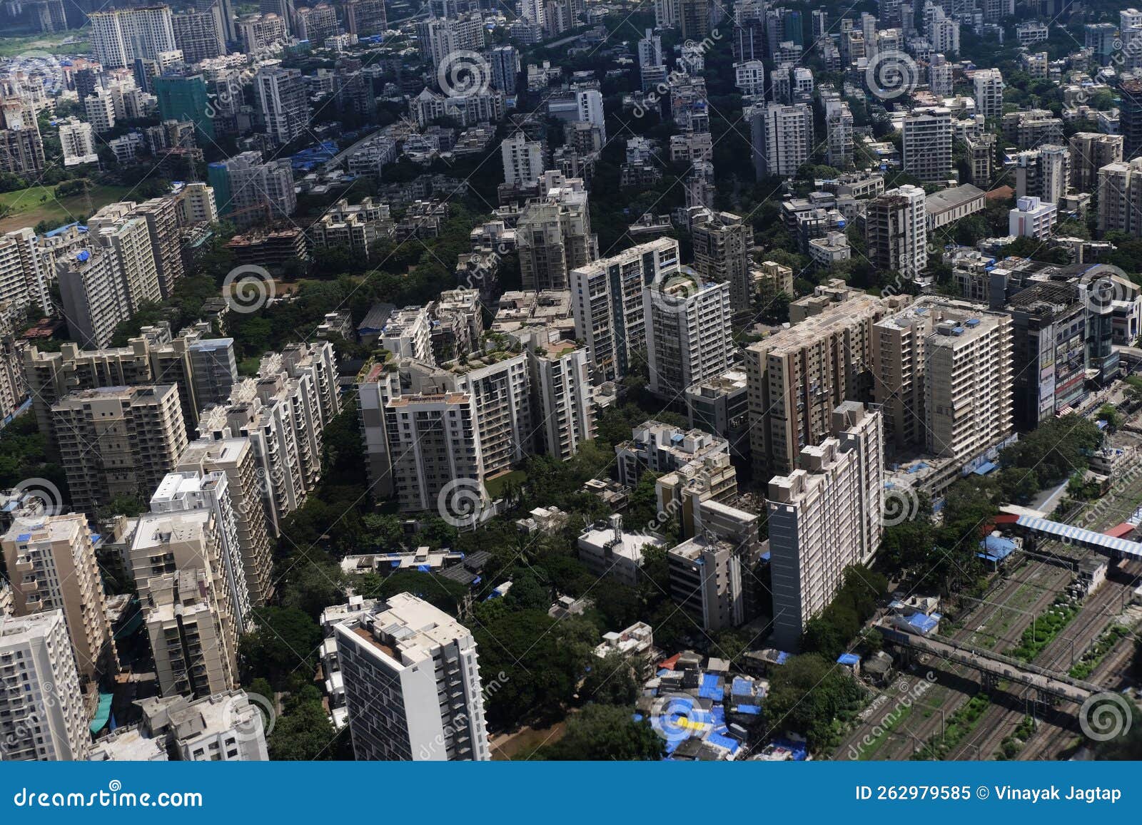 Mumbai Skyline, Aerial View Over a Building with Roads, Bridges ... Mumbai Skyline, Aerial View Over a Building with Roads, Bridges ...