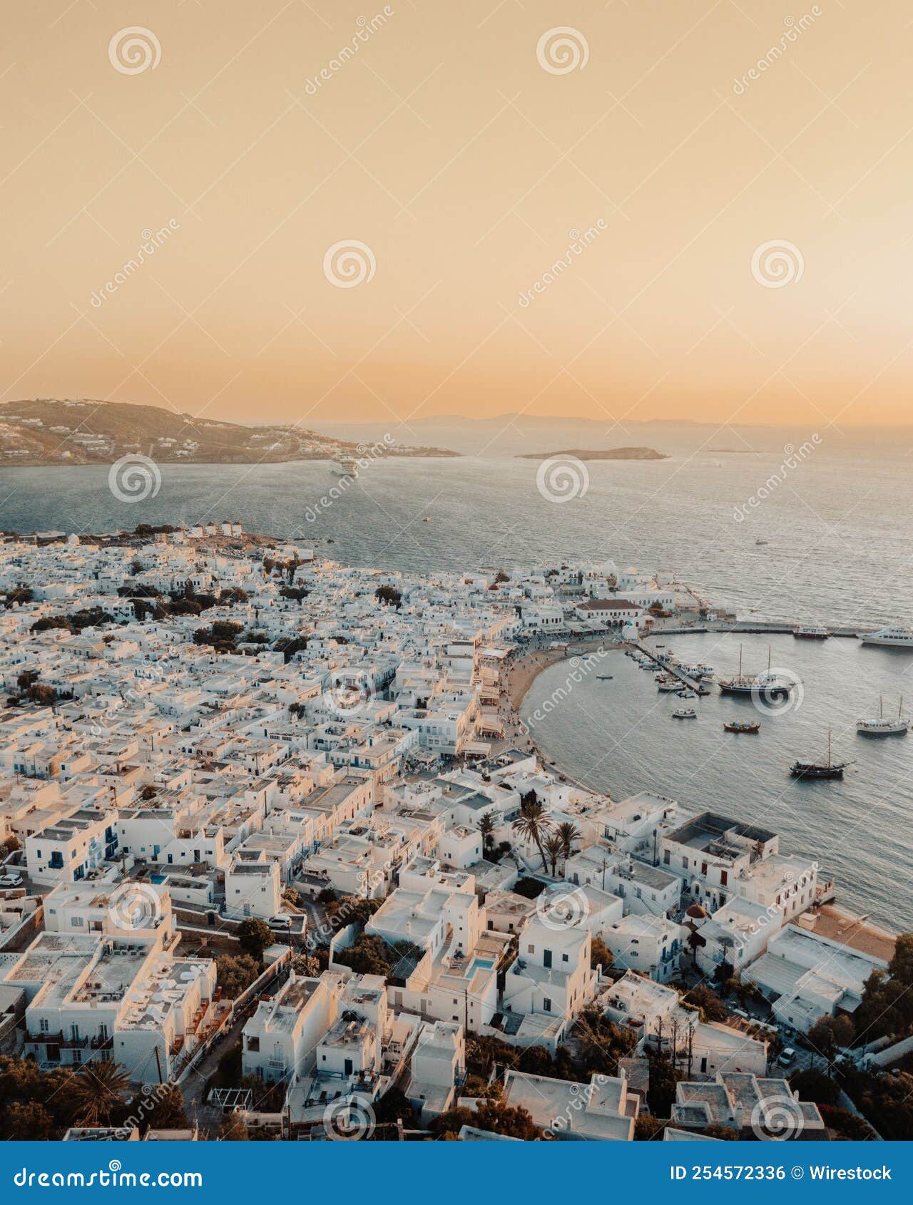 Aerial View of the Mykonos, Greece Stock Photo - Image of coast, city ...