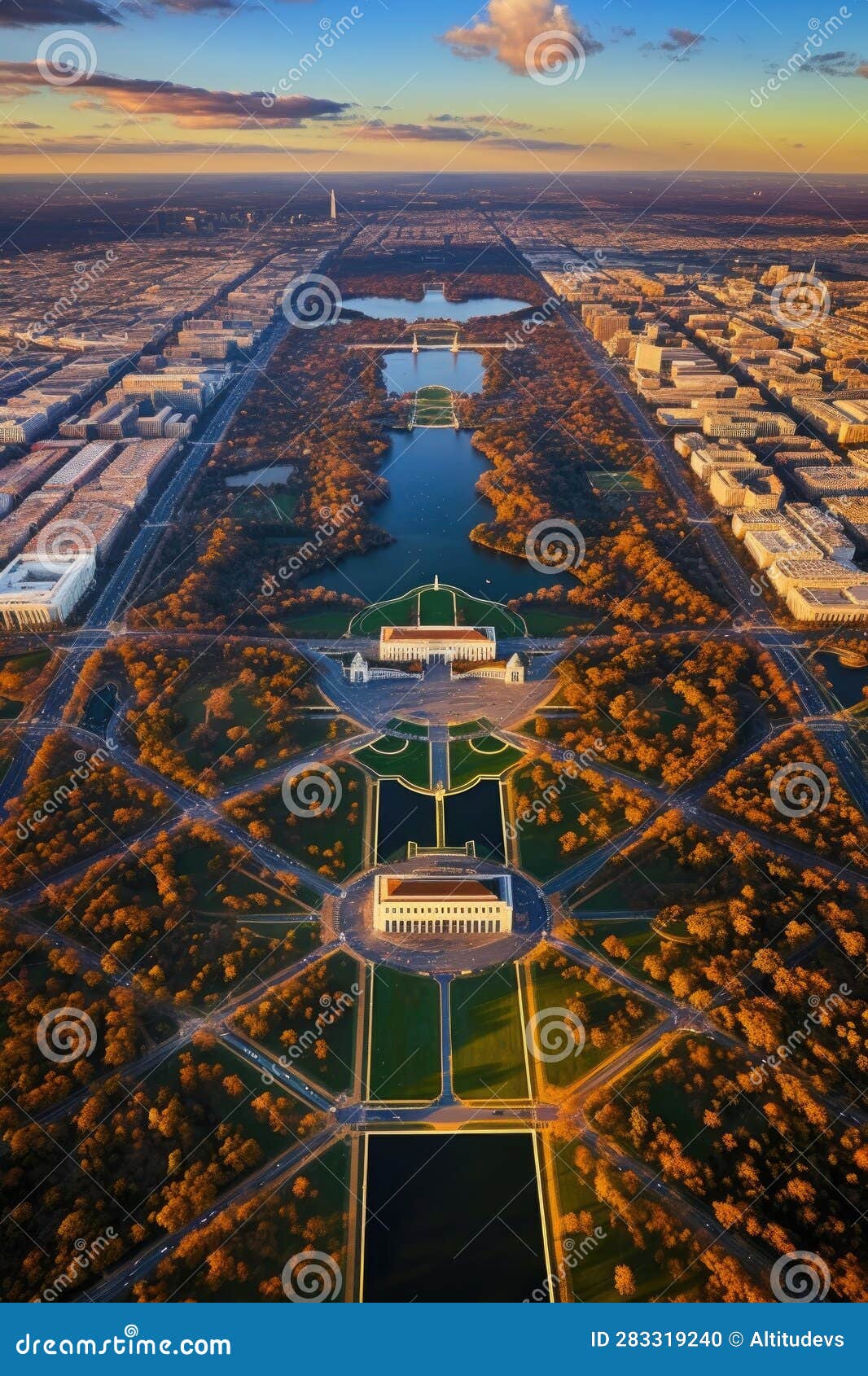 Aerial View of the National Mall and Monuments Stock Photo - Image of ...