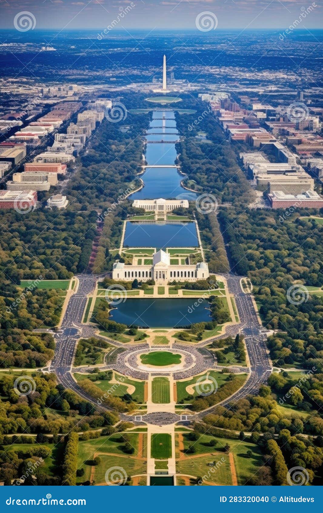 Aerial View of the National Mall and Monuments Stock Illustration ...
