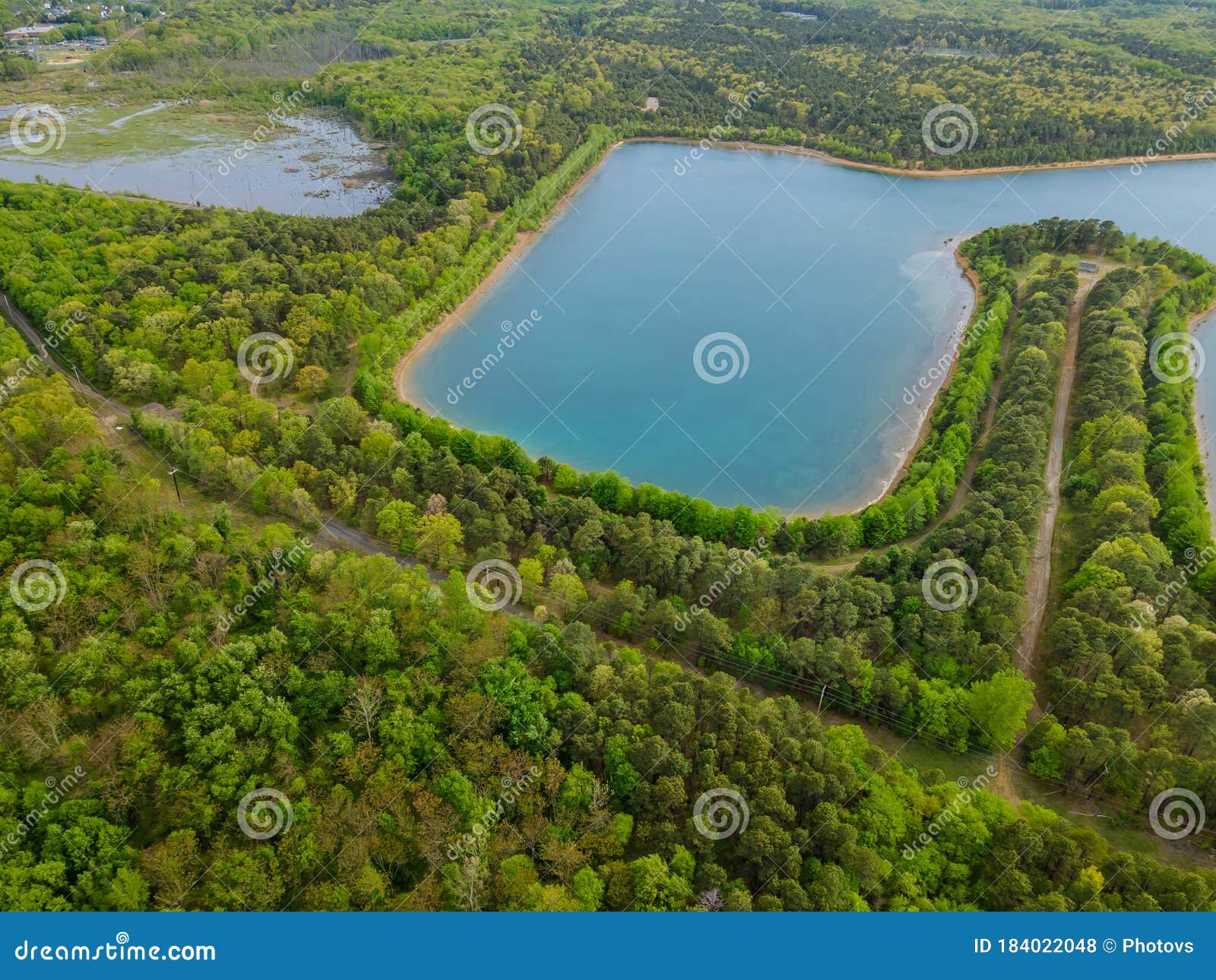 Aerial View of Natural Pond Panorama of Over Trees Forest Stock Photo ...