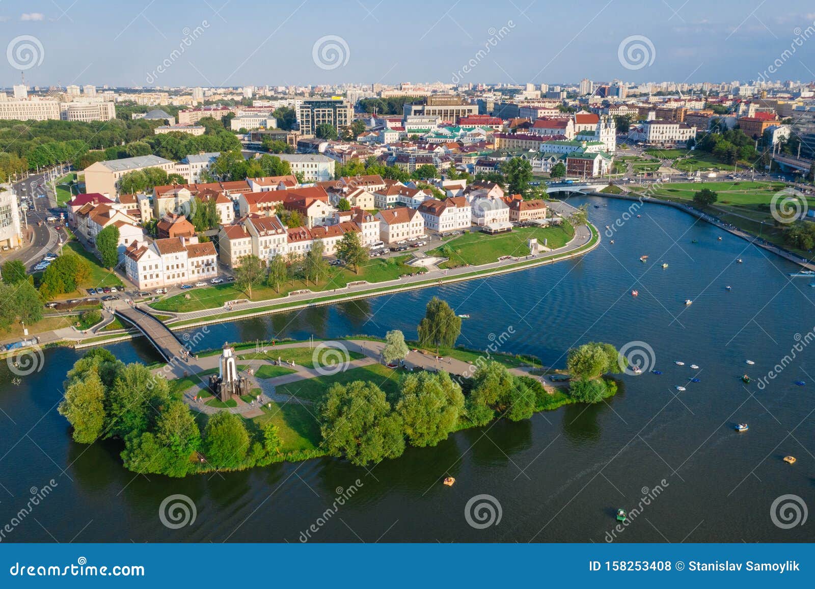 Aerial View of Nemiga, Minsk. Belarus Stock Photo - Image of place ...