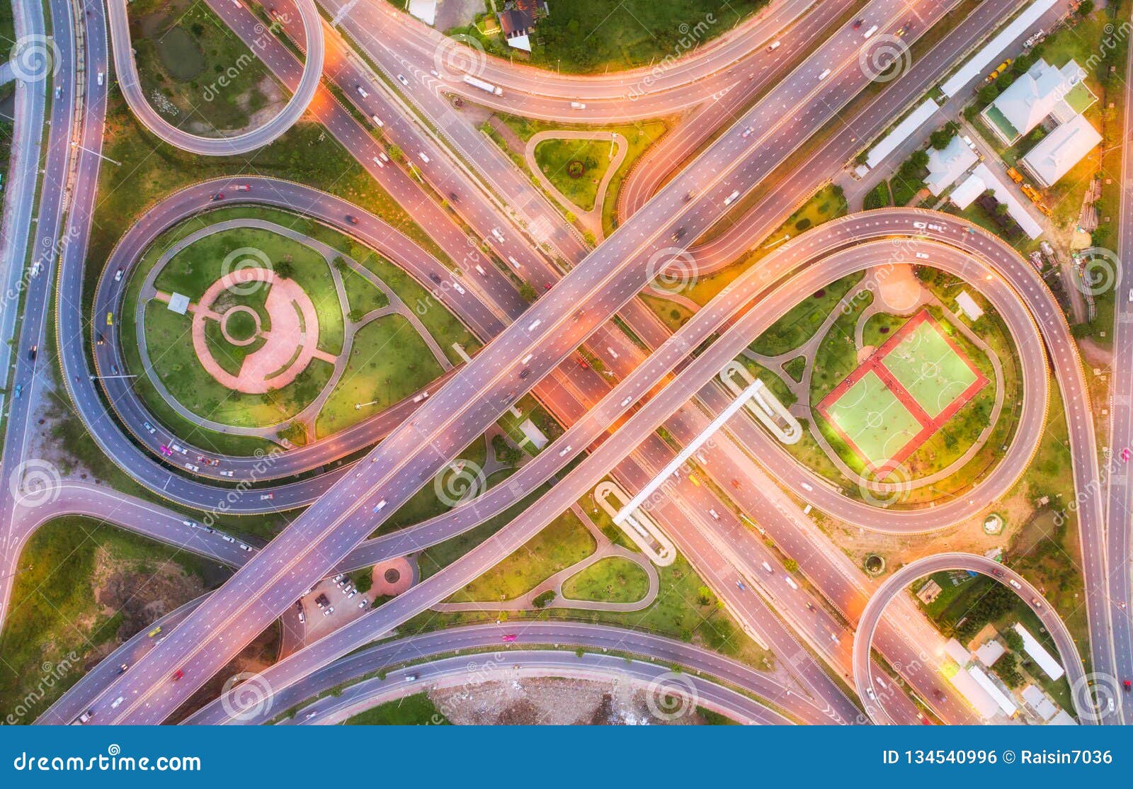 Aerial View Network or Intersection of Highway Road for Transportation ...
