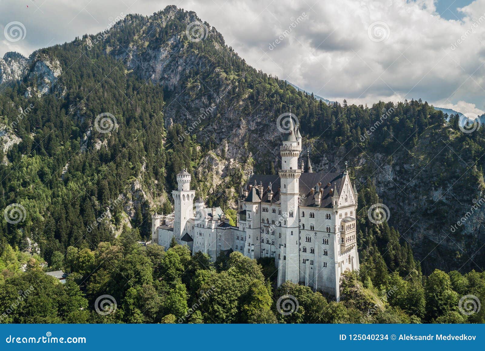 Aerial View of Neuschwanstein Castle Stock Photo - Image of palace ...