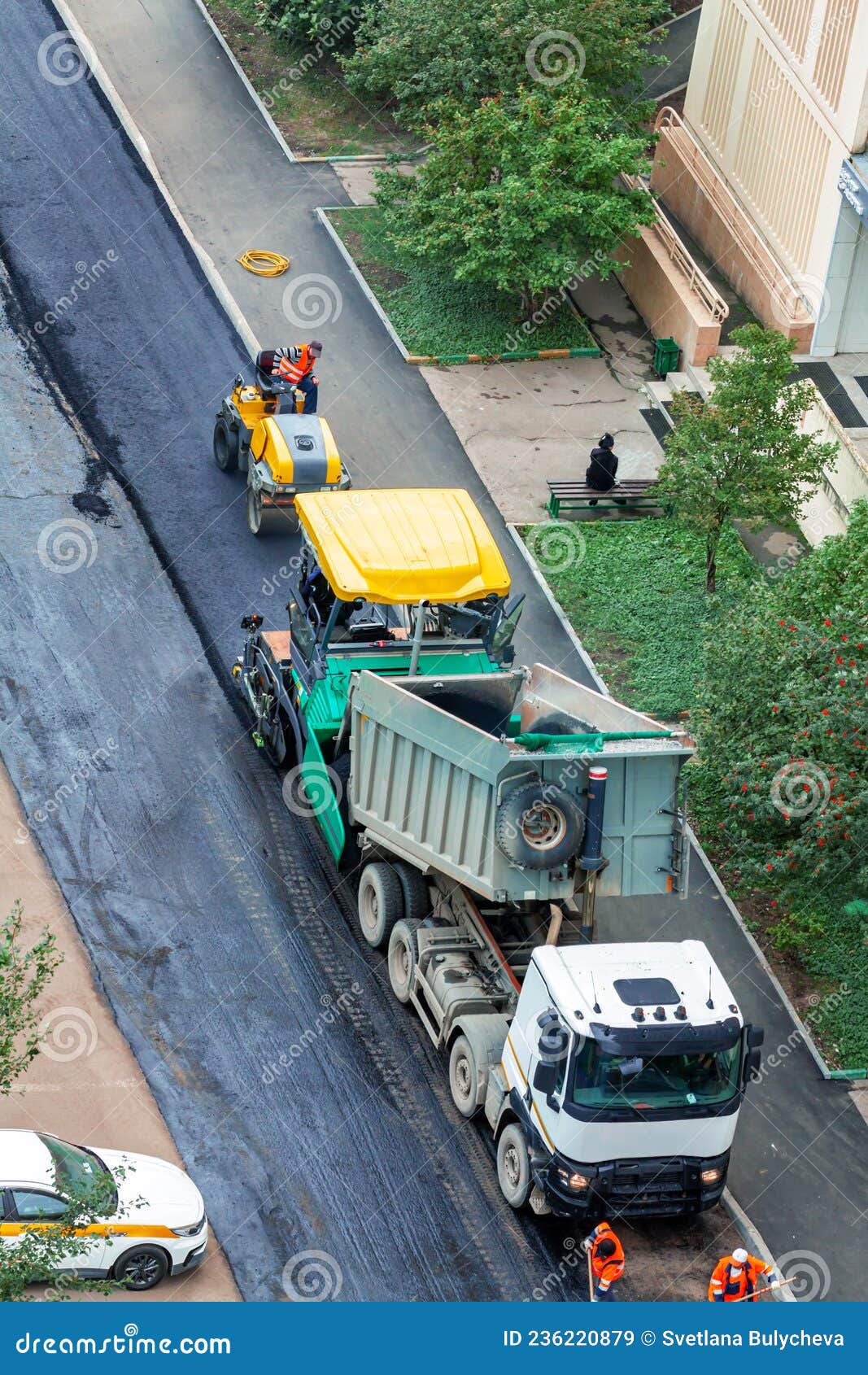 Aerial View New Asphalt Road Paving Set Under Construction Stock Image ...