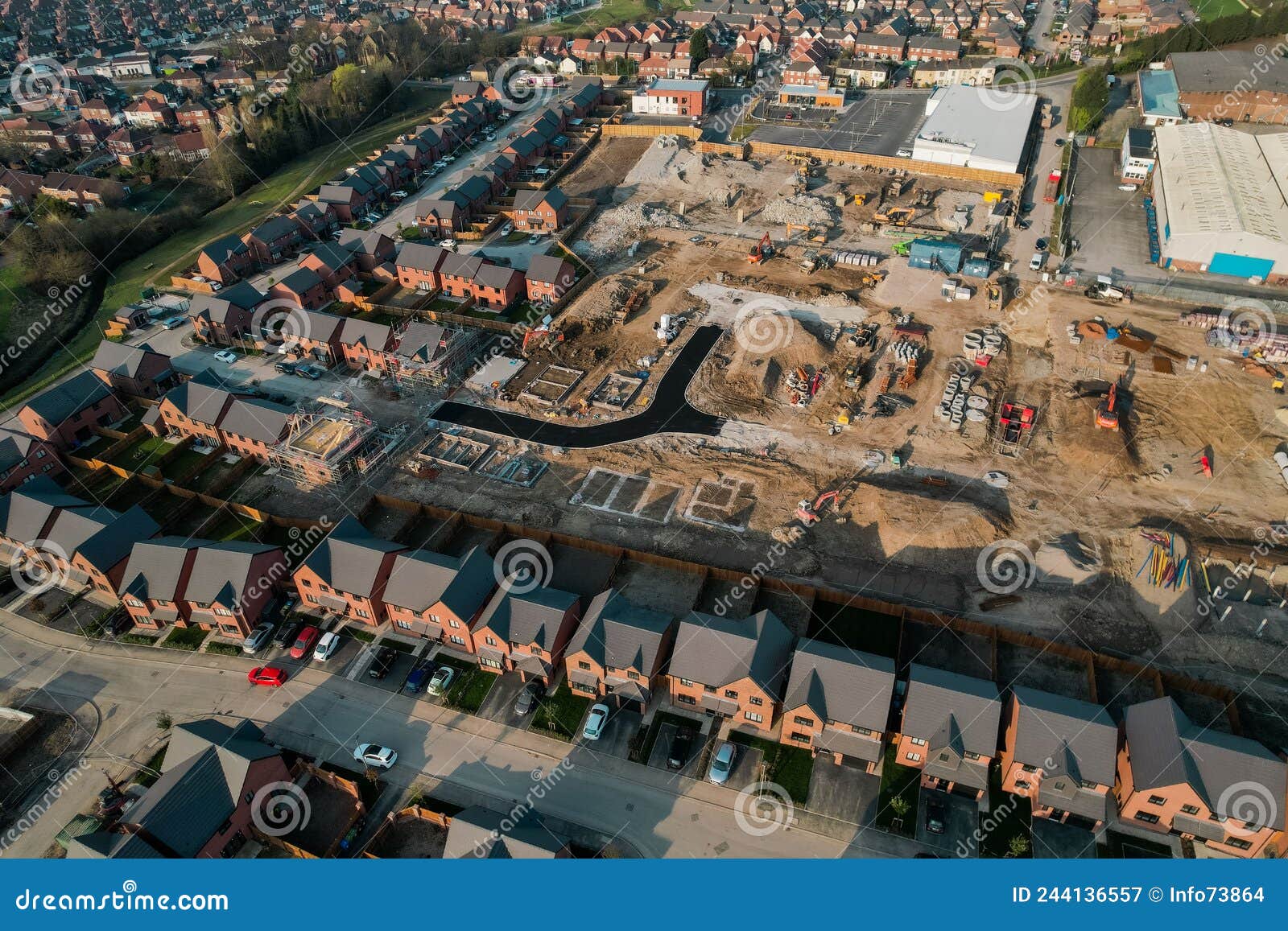 Aerial View of a New Housing Development Being Built in the UK Stock ...
