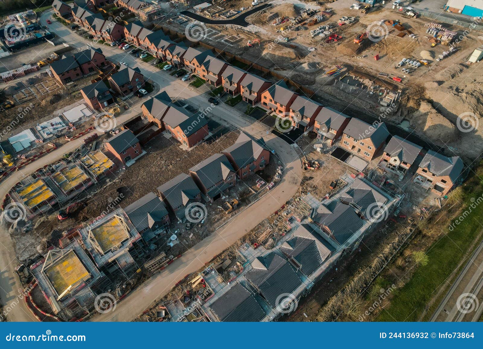 Aerial View of a New Housing Development Being Built in the UK Stock ...