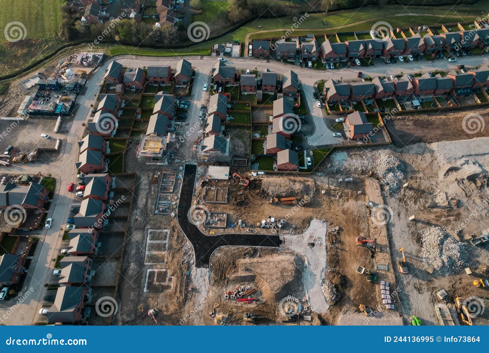 Aerial View of a New Housing Development Being Built in the UK Stock ...